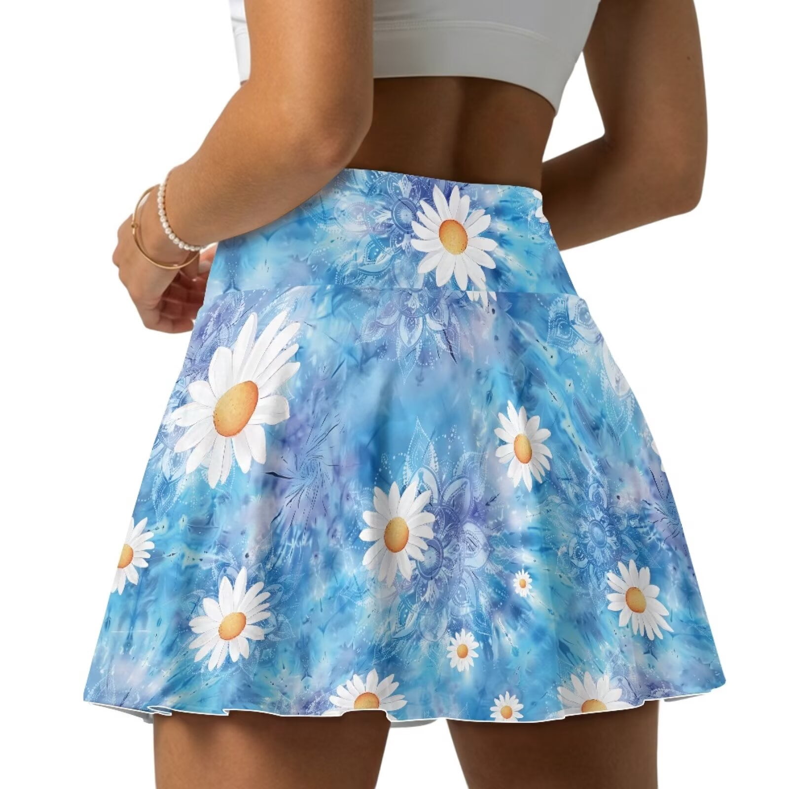 Xoenoiee Boho Mandala Daisy Flower Print Athletic Skirts for Women ...