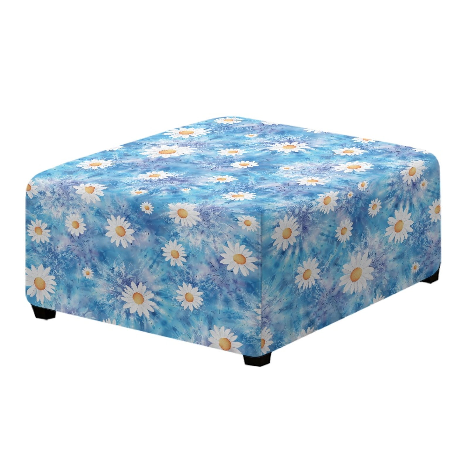 Xoenoiee Boho Mandala Daisy Flower Print Ottoman Cover Square Stretch ...