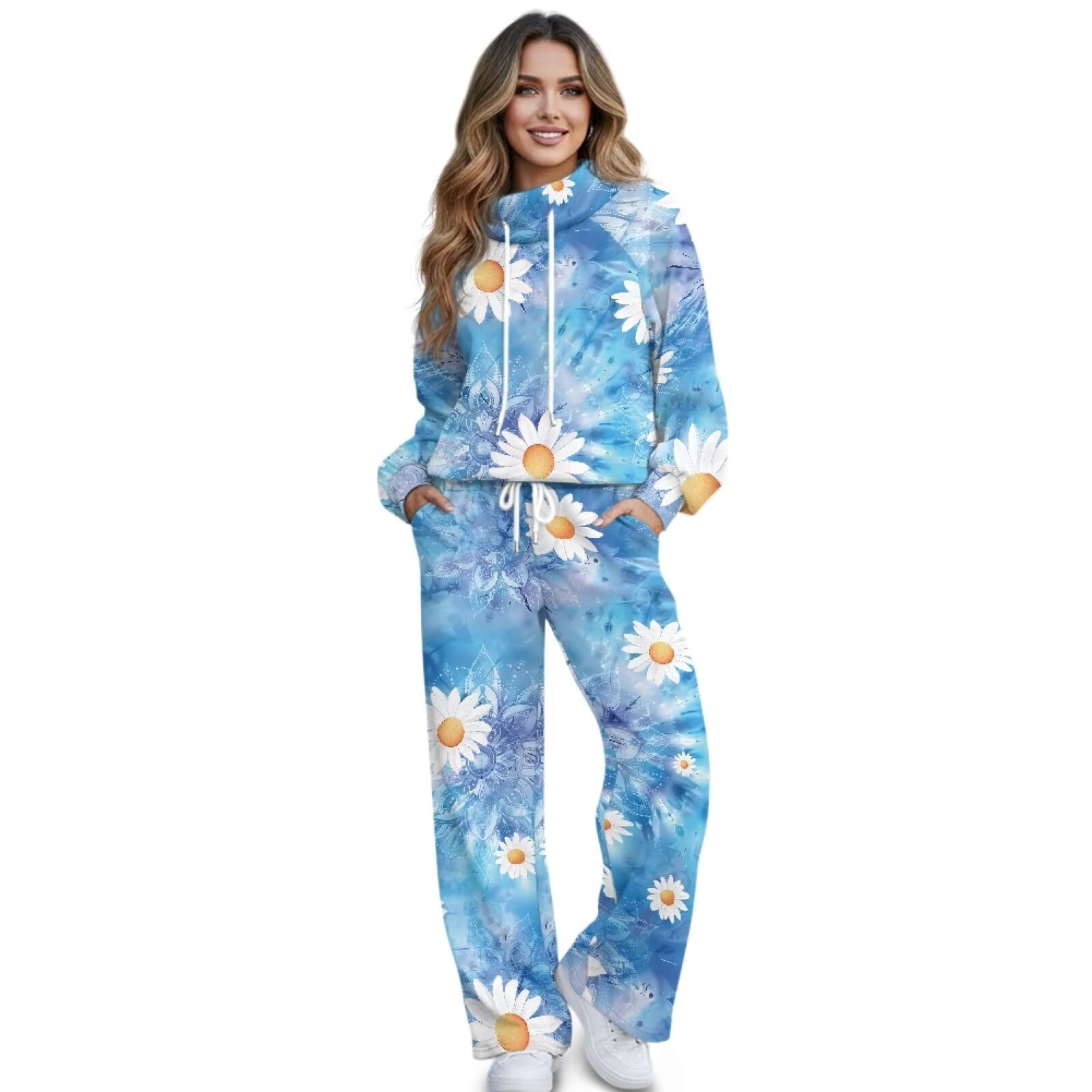 Xoenoiee Boho Mandala Daisy Flower Print Womens Sweatsuits 2 Piece ...