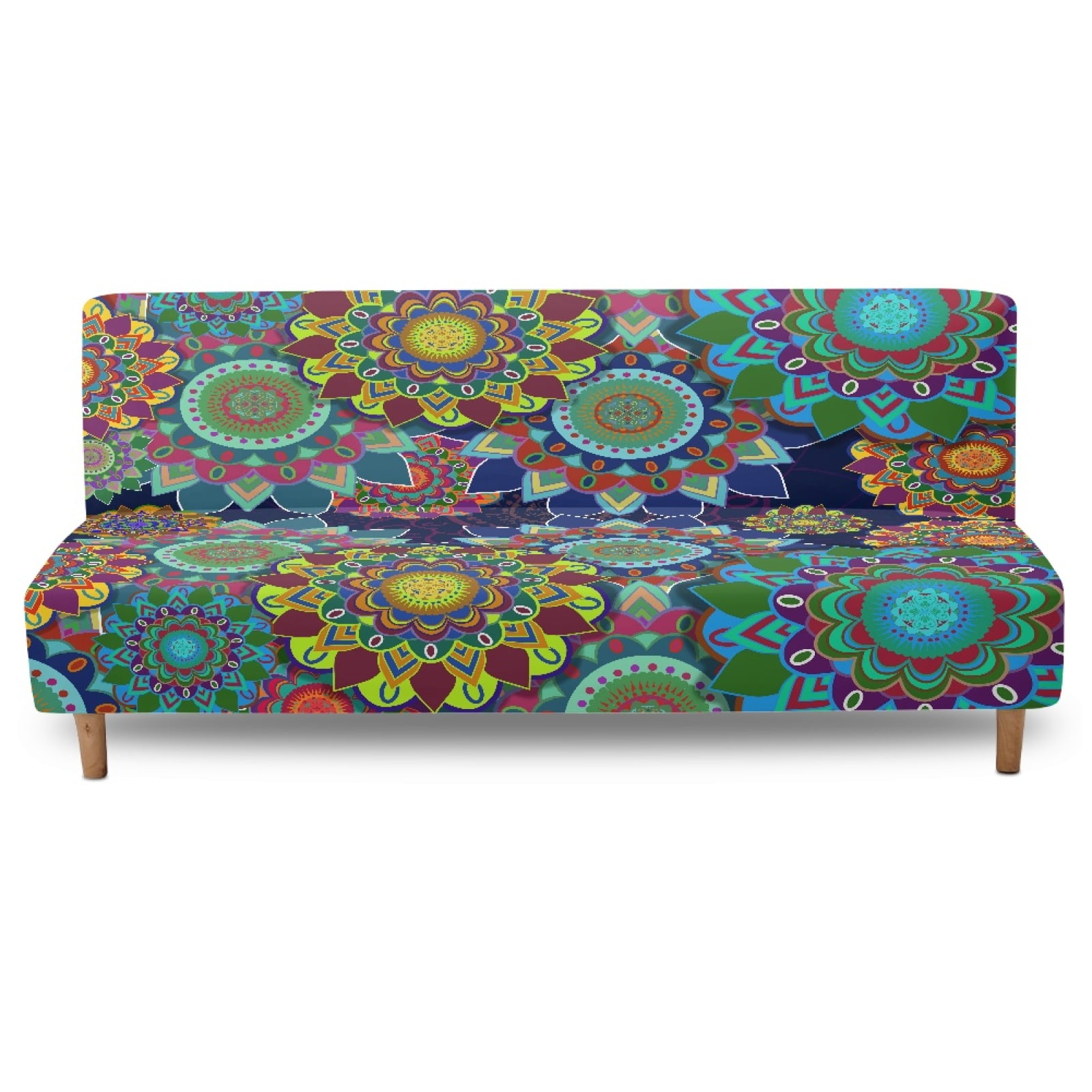 Xoenoiee Boho Mandala Flower Pattern Armless Futon Cover Washable Sofa ...