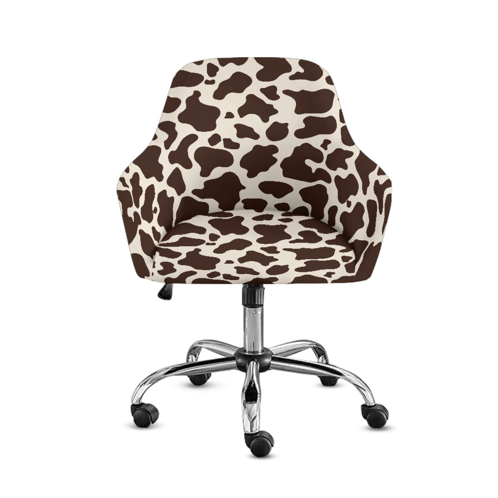 Xoenoiee Brown Cow Pattern Dining Room Chair Cover Velvet Curved Accent ...