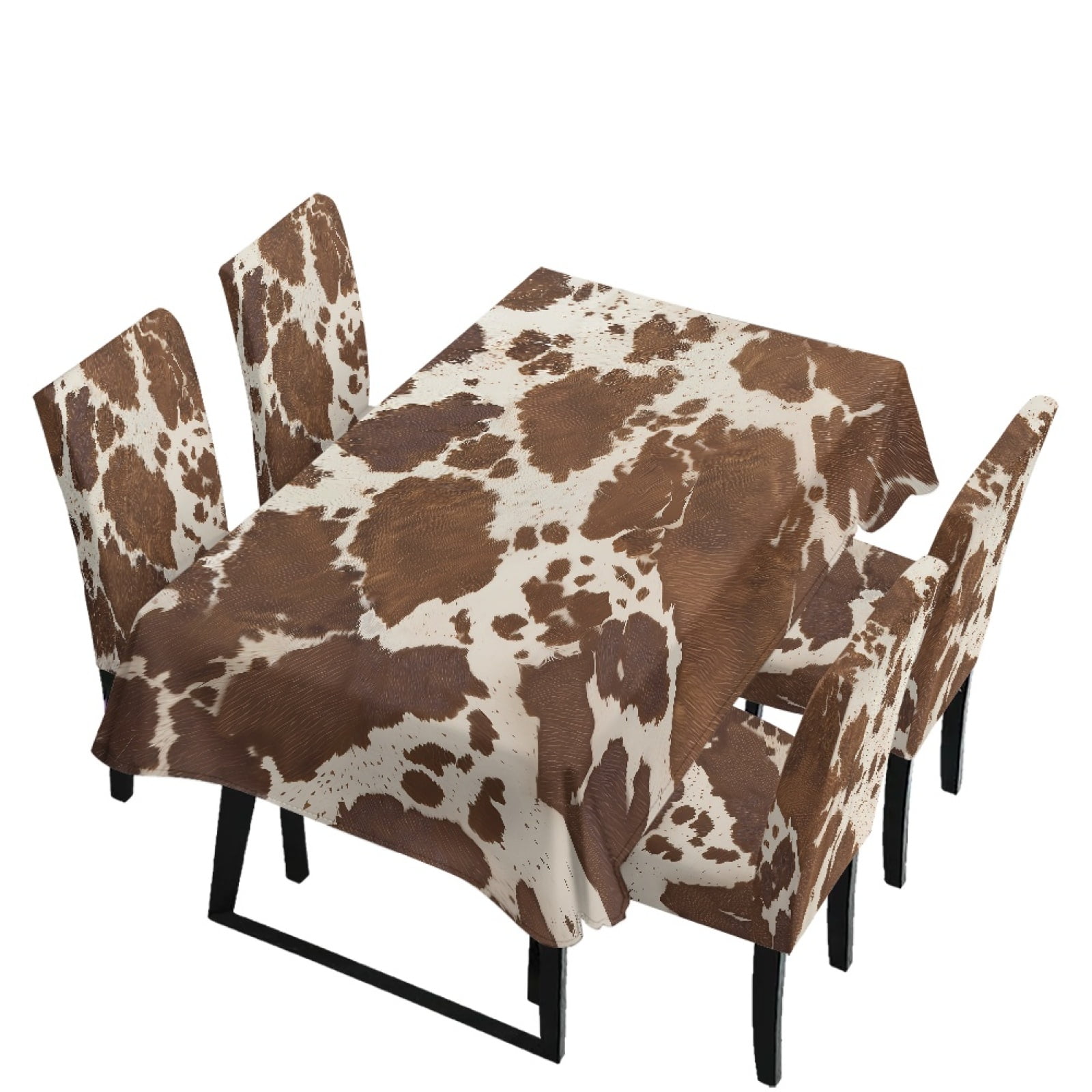 Xoenoiee Brown Cow Print Dining Table and Seat Covers Water Resistant ...