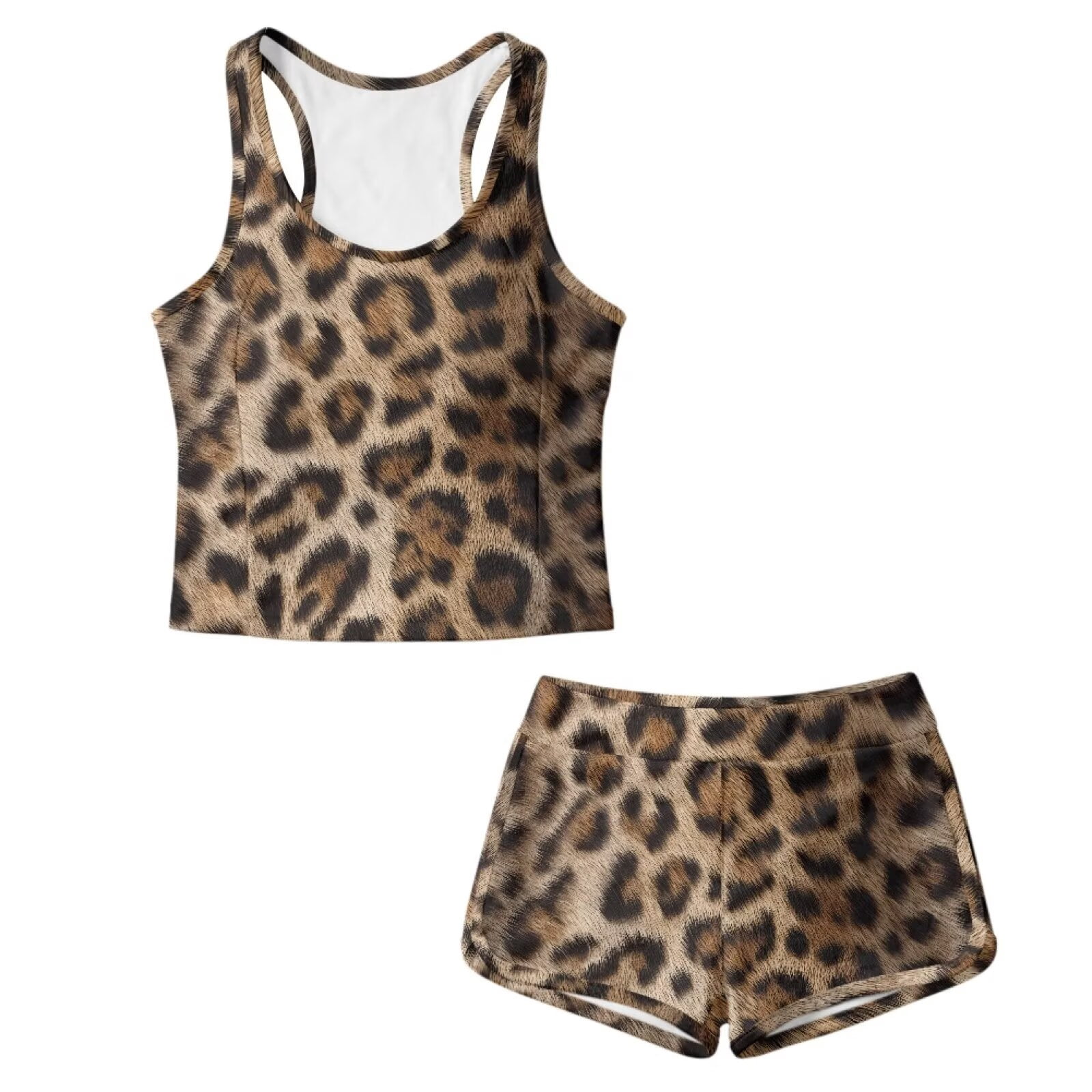 Xoenoiee Brown Leopard Print Tankini Swimsuits for Girls Two Piece ...