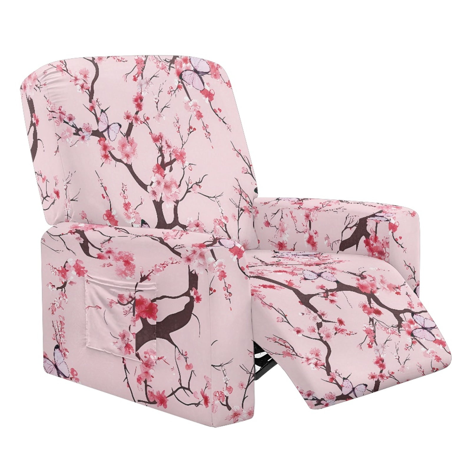 Xoenoiee Butterfly Cherry Blossom Pattern Recliner Slipcover Stretch ...