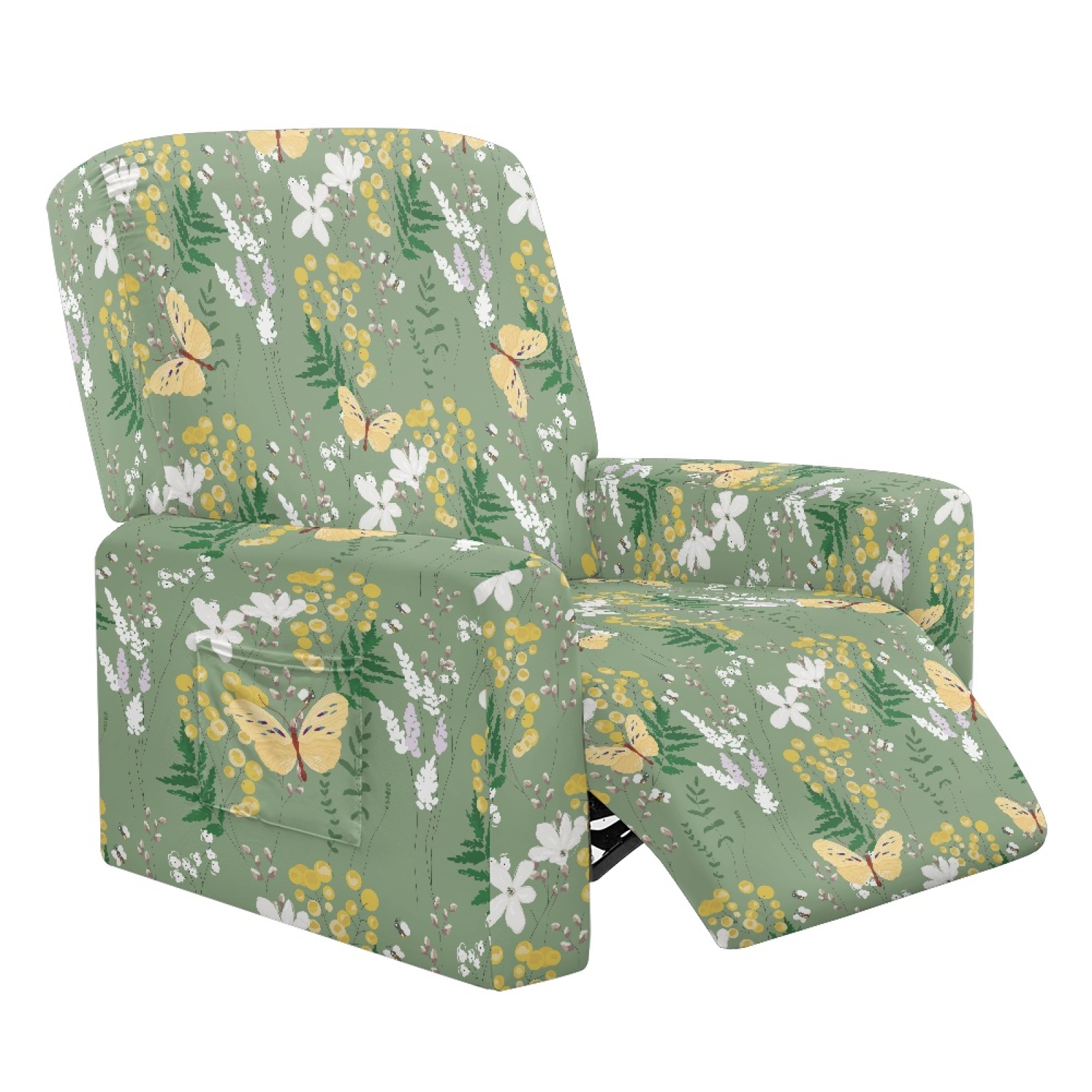 Xoenoiee Butterfly Lavender Flower Pattern Recliner Chair Covers, 4 ...