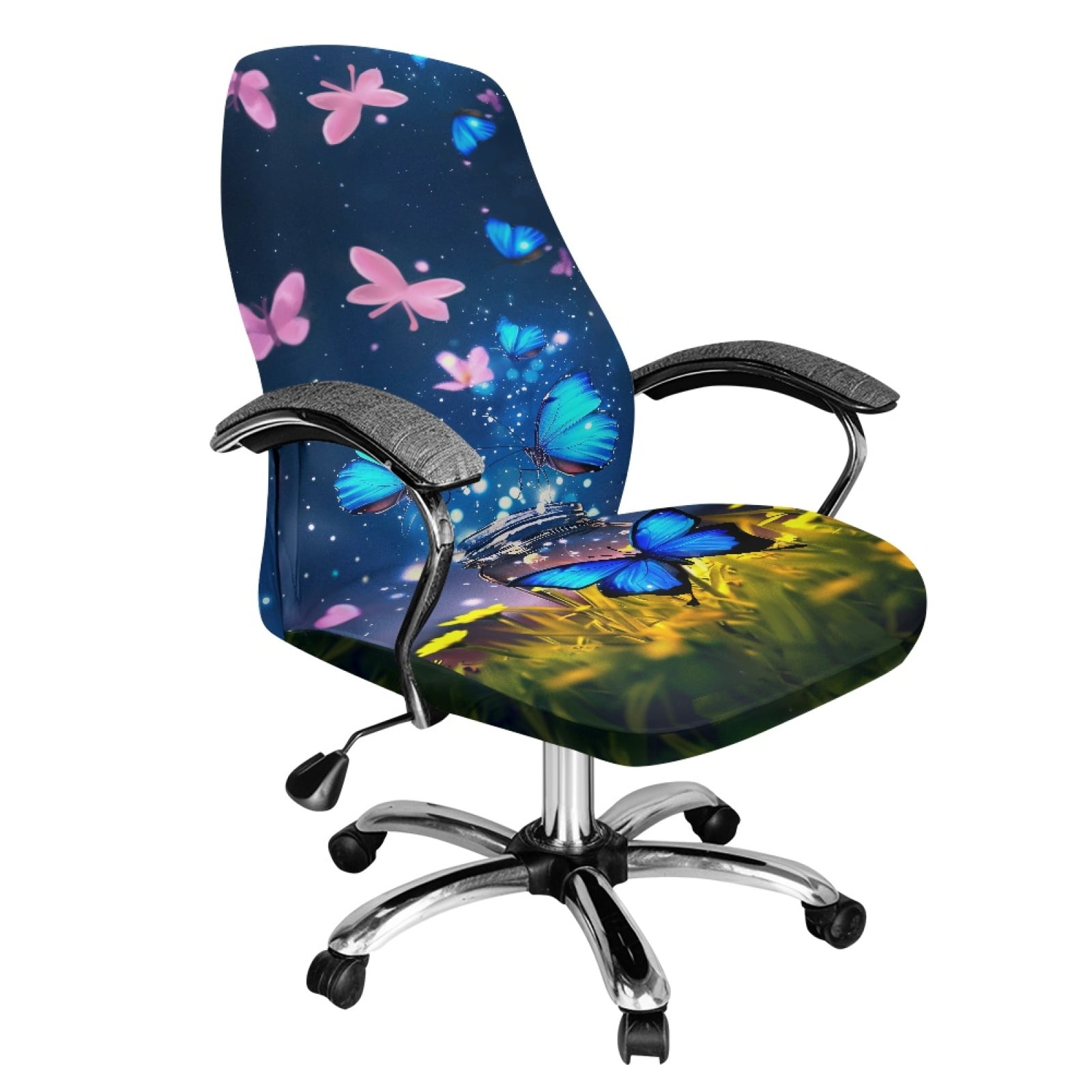 Xoenoiee Butterfly Star Print Office Chair Cover Stretchable Desk Chair ...
