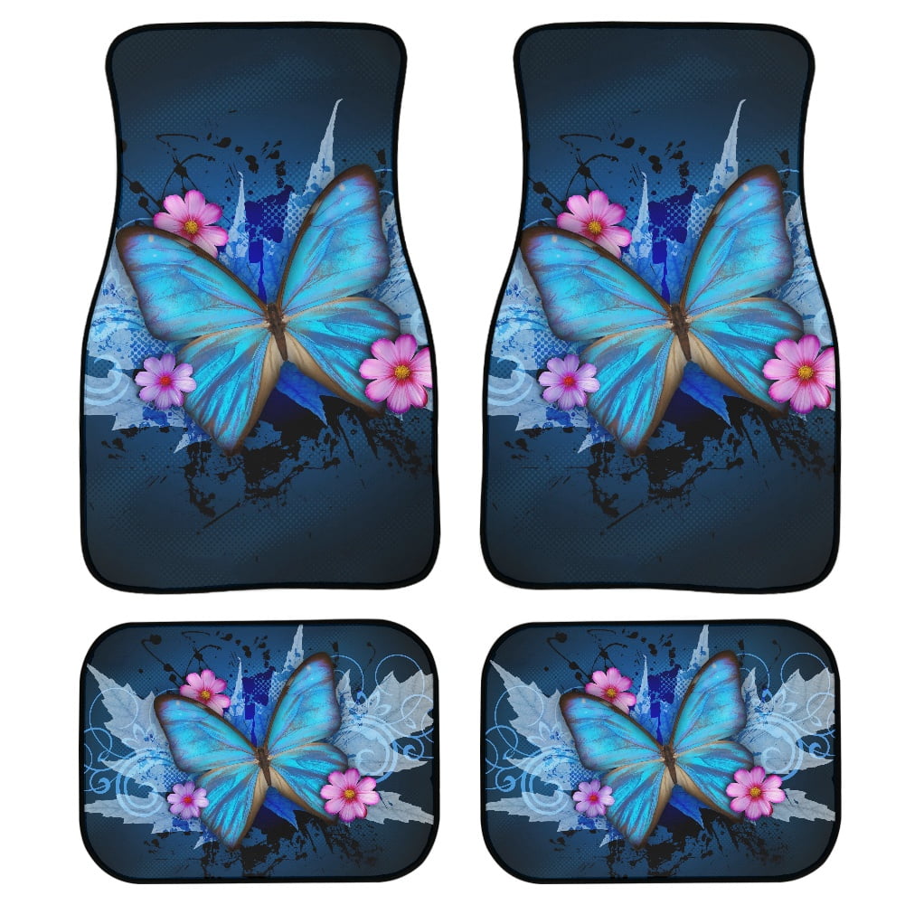 Xoenoiee Car Floor Mats, Butterfly Print Anti-Slip Rubber Backing Cars ...