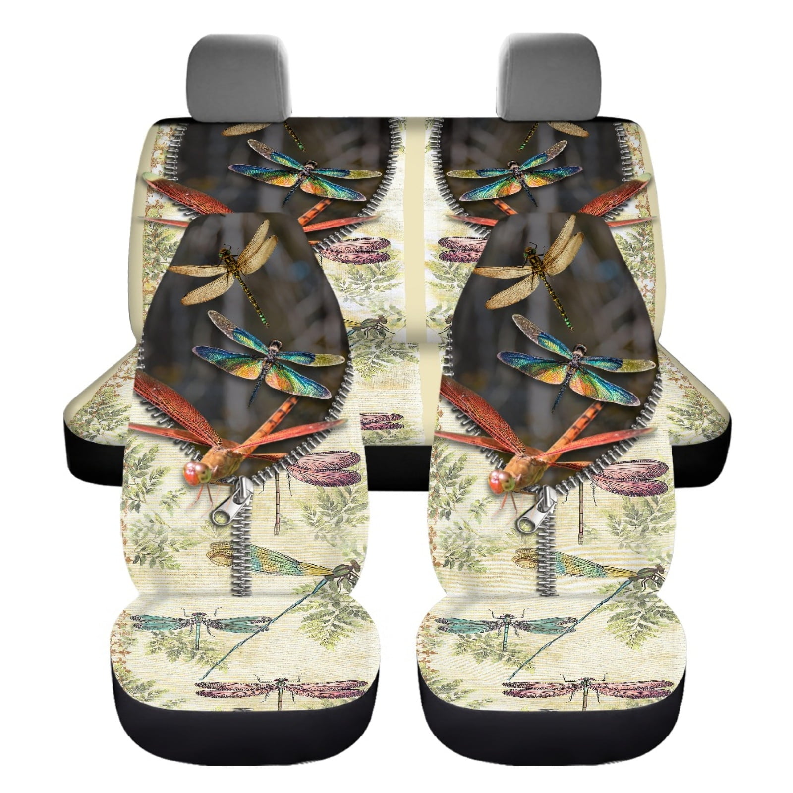 Xoenoiee Car Seat Covers Full Set Front Seat Cover + Split Rear Bench ...