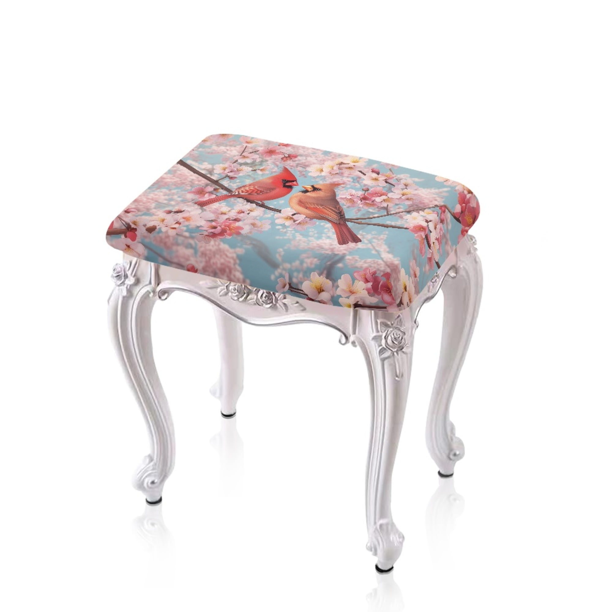 Xoenoiee Cardinal Cherry Blossom Print Stool Covers Rectangular with ...