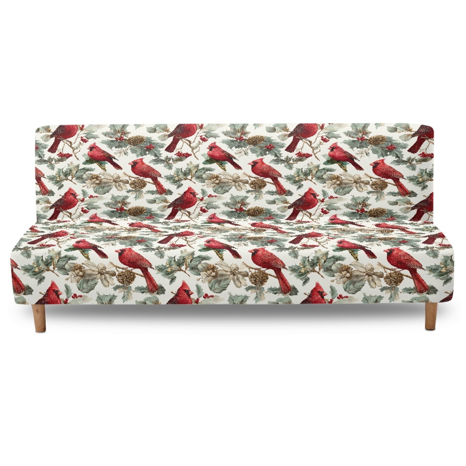 Xoenoiee Cardinal Flower Pinecone Pattern Armless Futon Cover Washable ...