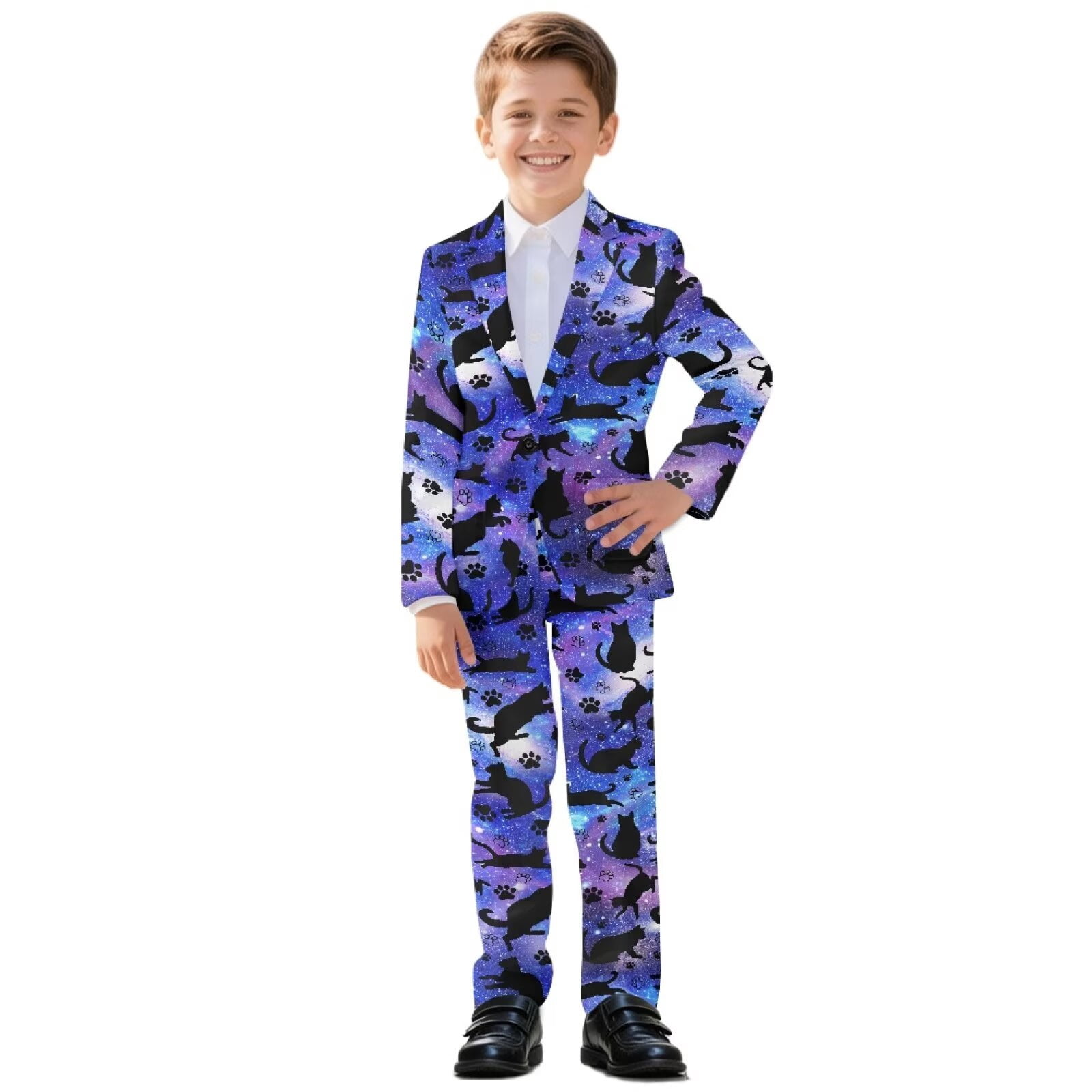 Xoenoiee Cat Paw Galaxy Print Boys Suit Ring Bearer Outfit Suits for ...
