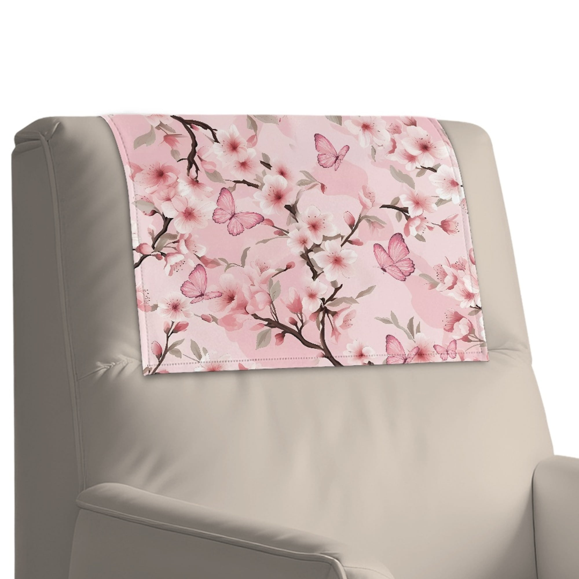 Xoenoiee Cherry Blossom Butterfly Print Headrest Cover for Recliner ...