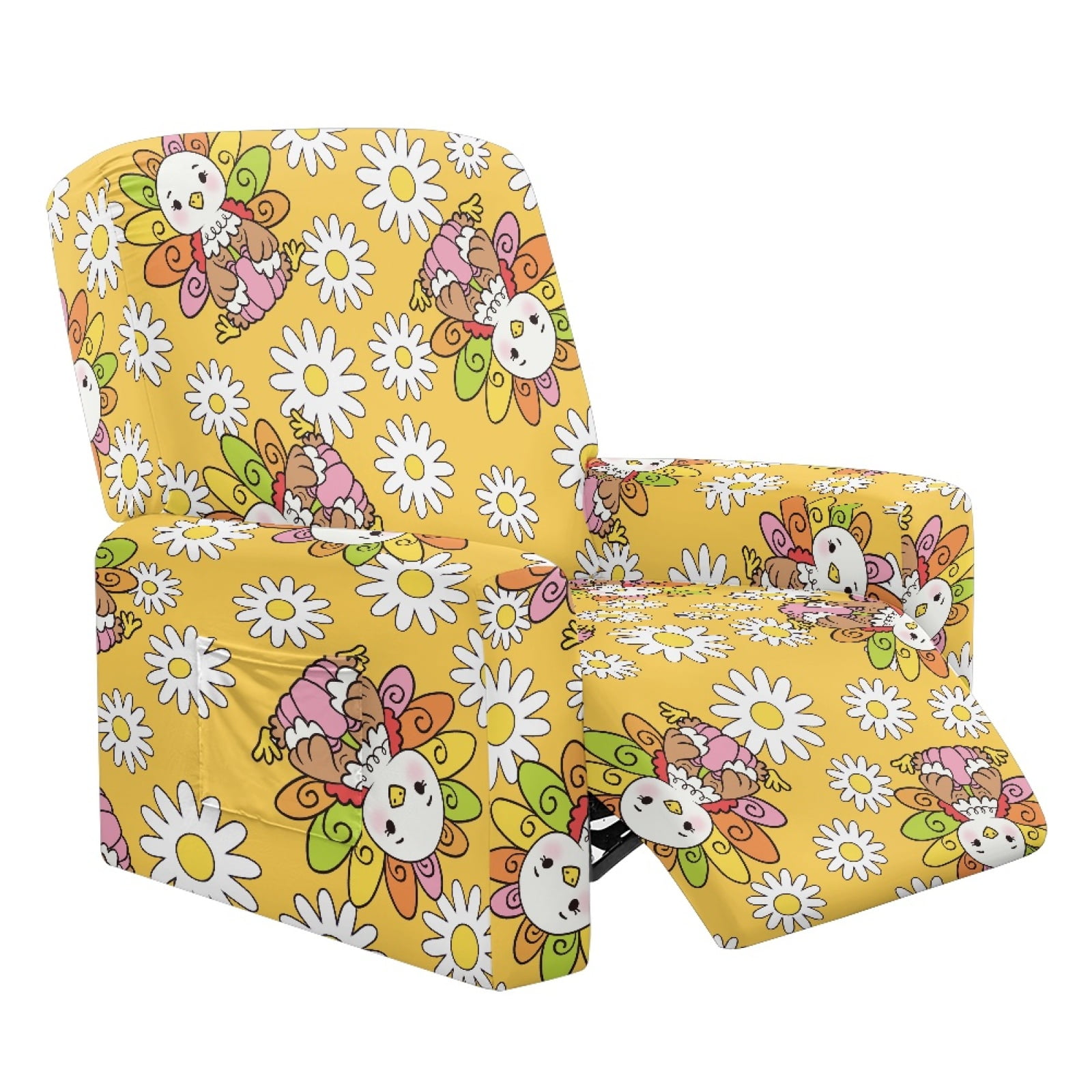 Xoenoiee Chicken Daisy Flower Pattern Recliner Chair Covers, Stretch ...