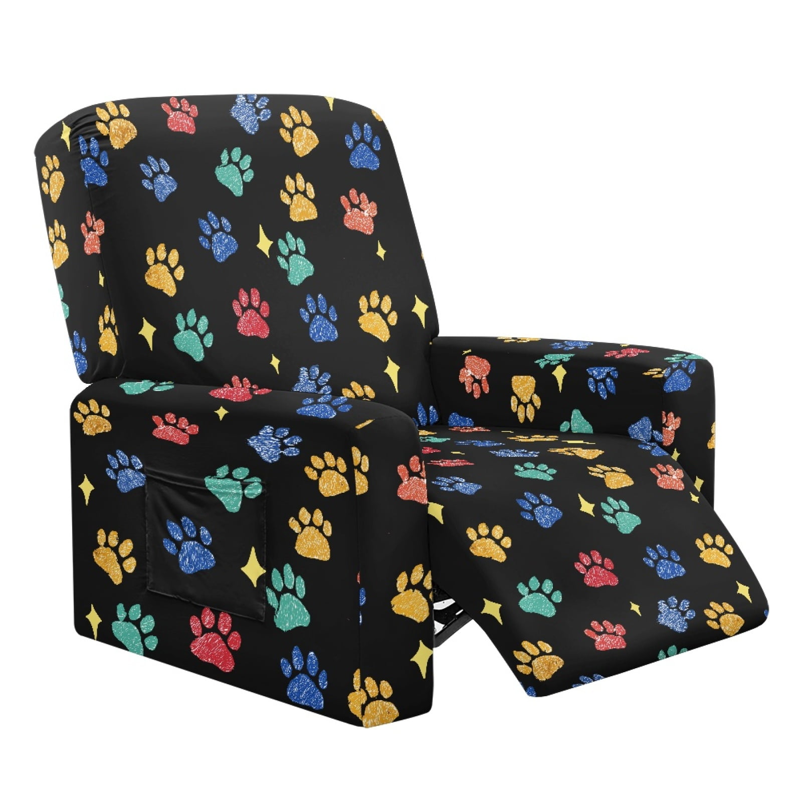 Xoenoiee Colorful Dog Paw Star Pattern Recliner Chair Covers 4-Pieces ...