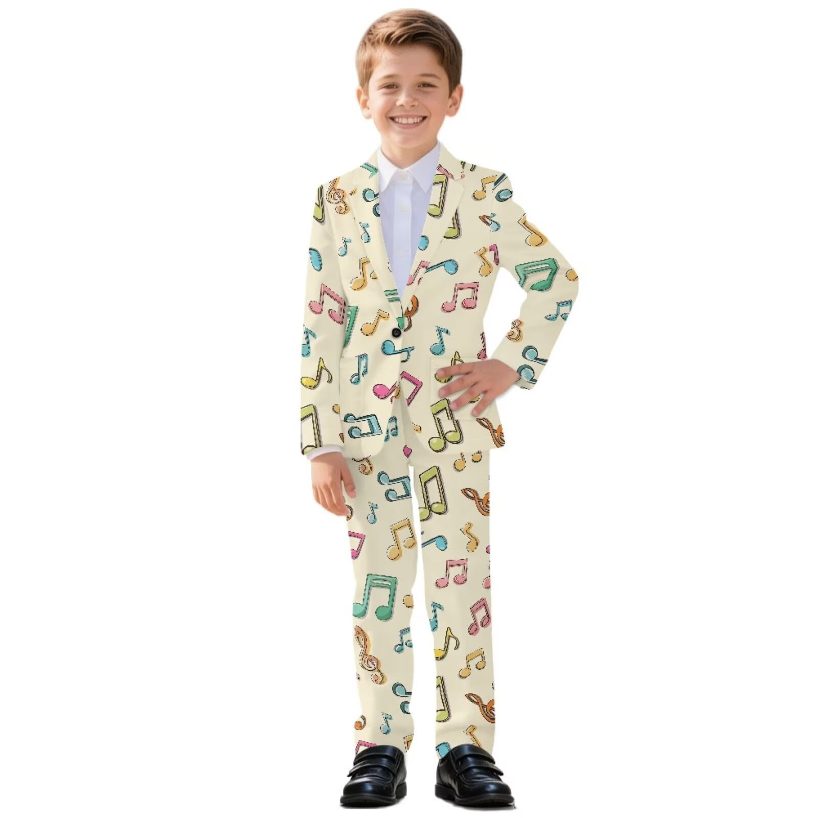 Xoenoiee Colorful Music Note Print Kids Suits for Boys 2 Piece Tuxedo ...