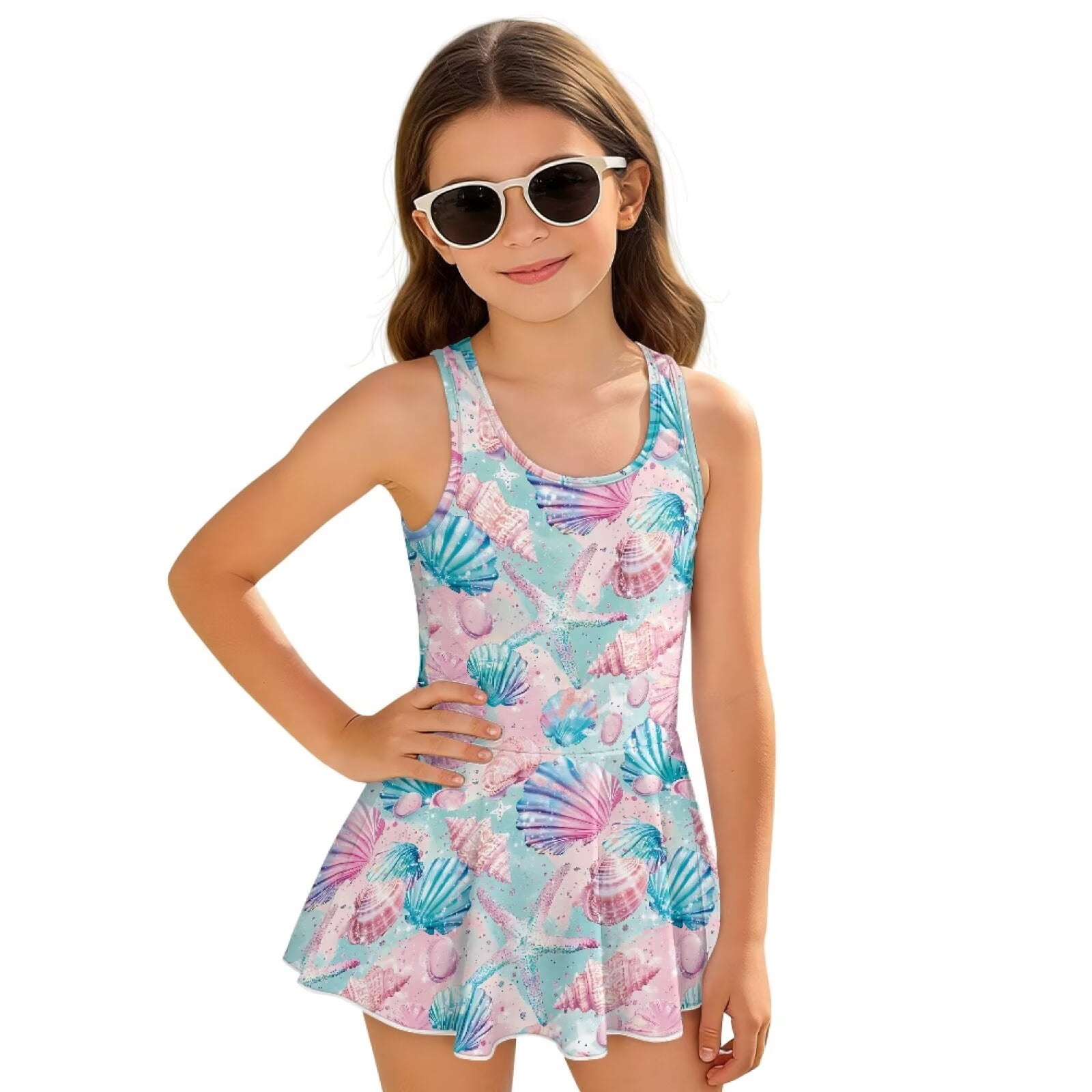Xixirimido Colorful Starfish Shell Conch Print Girls Swimsuits One ...