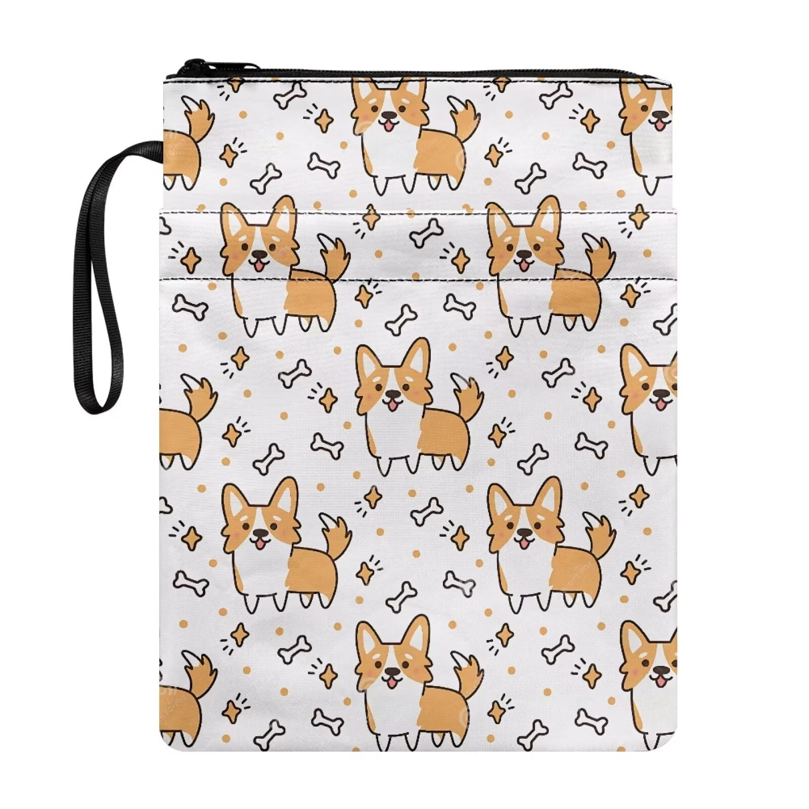Xoenoiee Corgi Dog Bone Print Book Sleeve Book Covers with Zip and ...