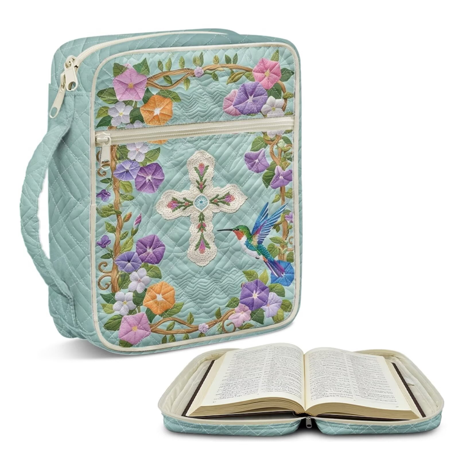 Xoenoiee Cross Hummingbird Floral Pattern Bible Cover Case for Women ...