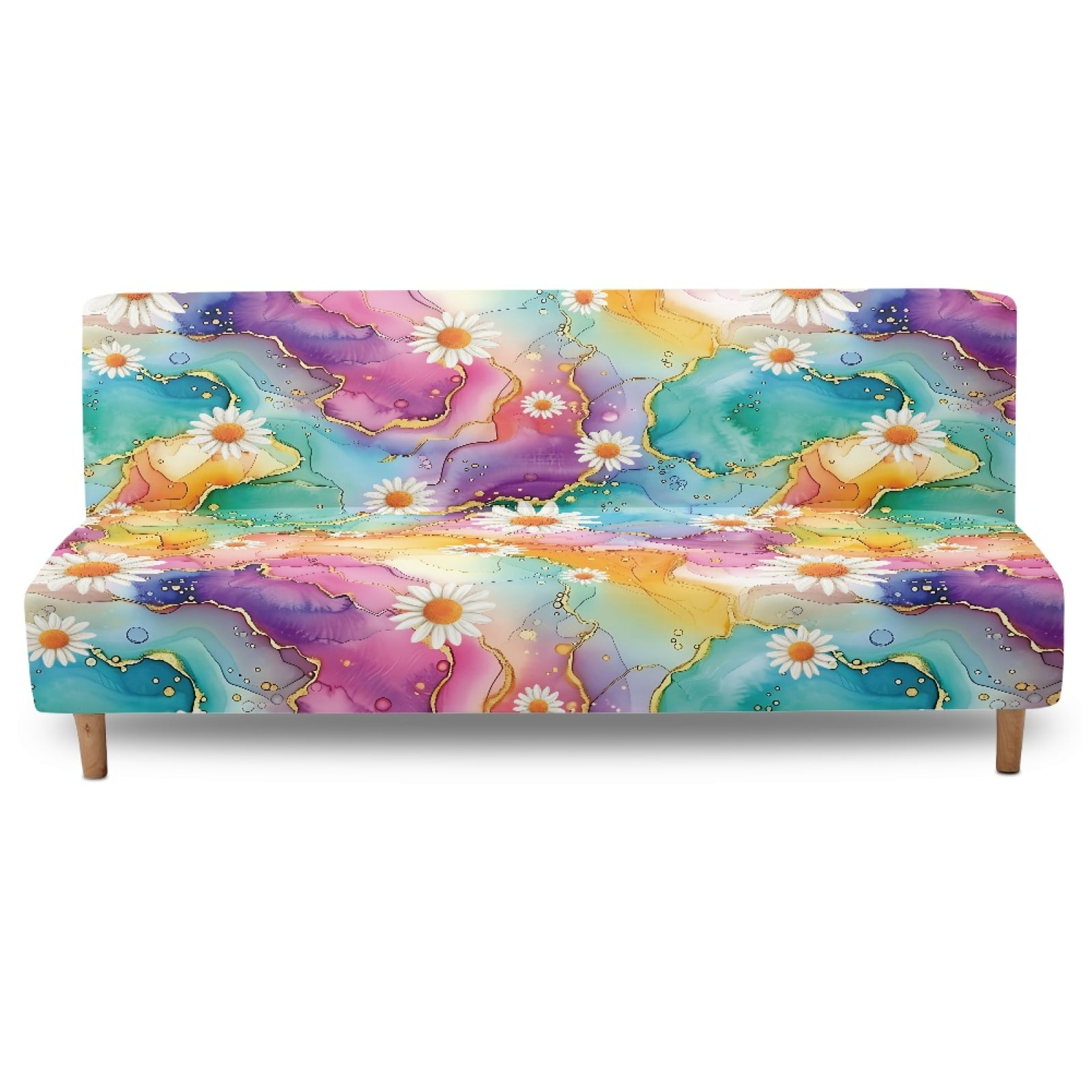 Xoenoiee Daisy Marble Pattern Armless Futon Cover Sofa Bed Slipcover ...