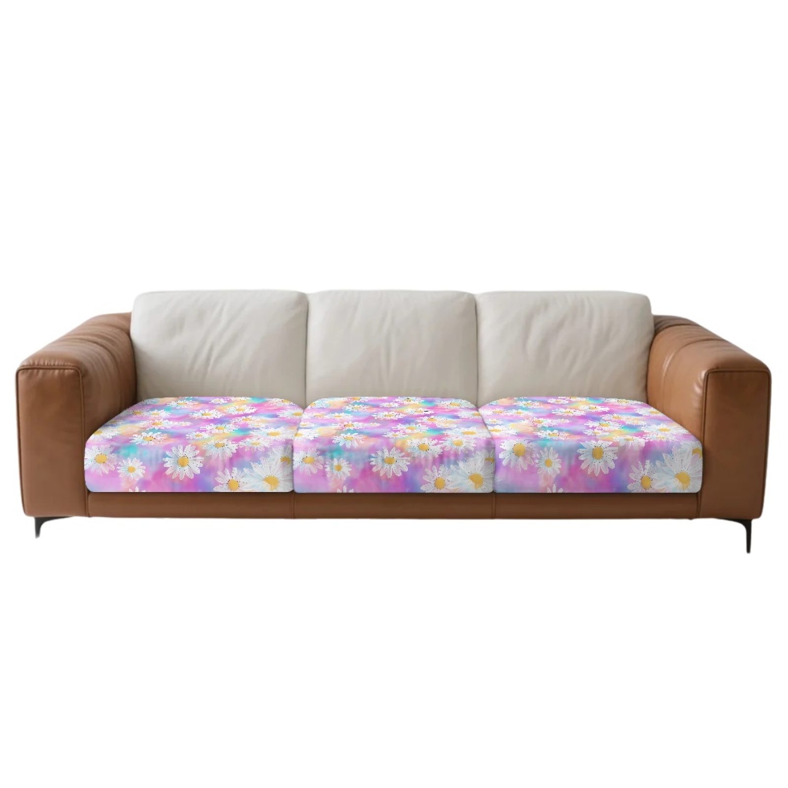 Xoenoiee Daisy Tie Dye Pattern Stretch Cushion Cover, Soft Velvet Plush ...