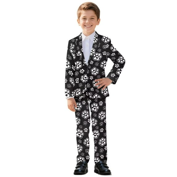 Xoenoiee Dog Paw Print Boy Suits 2 Piece Slim Fit Formal Suit Set with ...