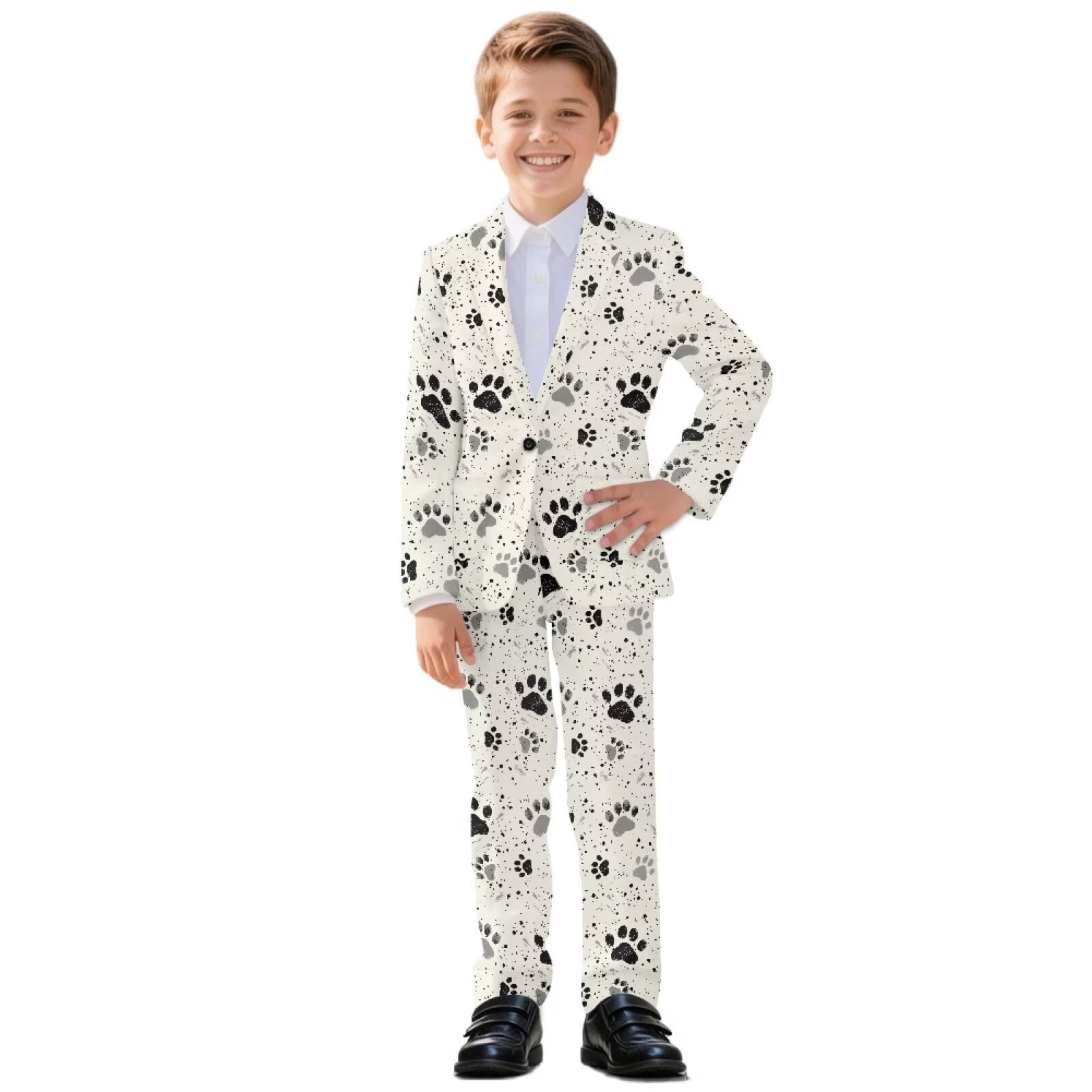 Xoenoiee Dog Paw Print Boys Suits 2 Piece Formal Suit Set Slim Fit ...