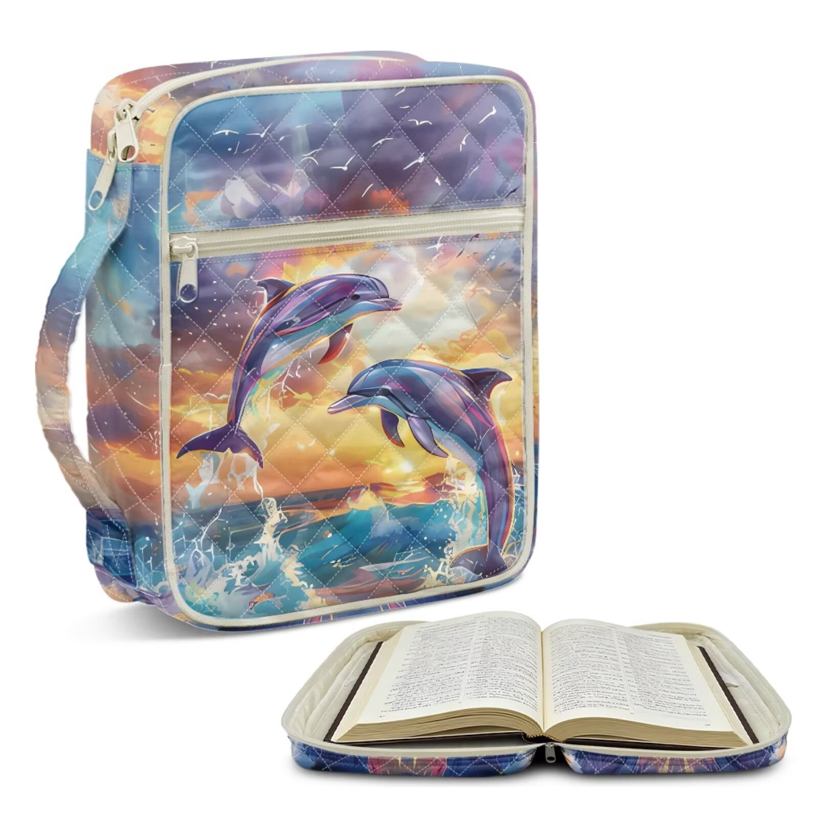Xoenoiee Dolphin Sunset Seagull Print Bible Cover Case for Women Men ...