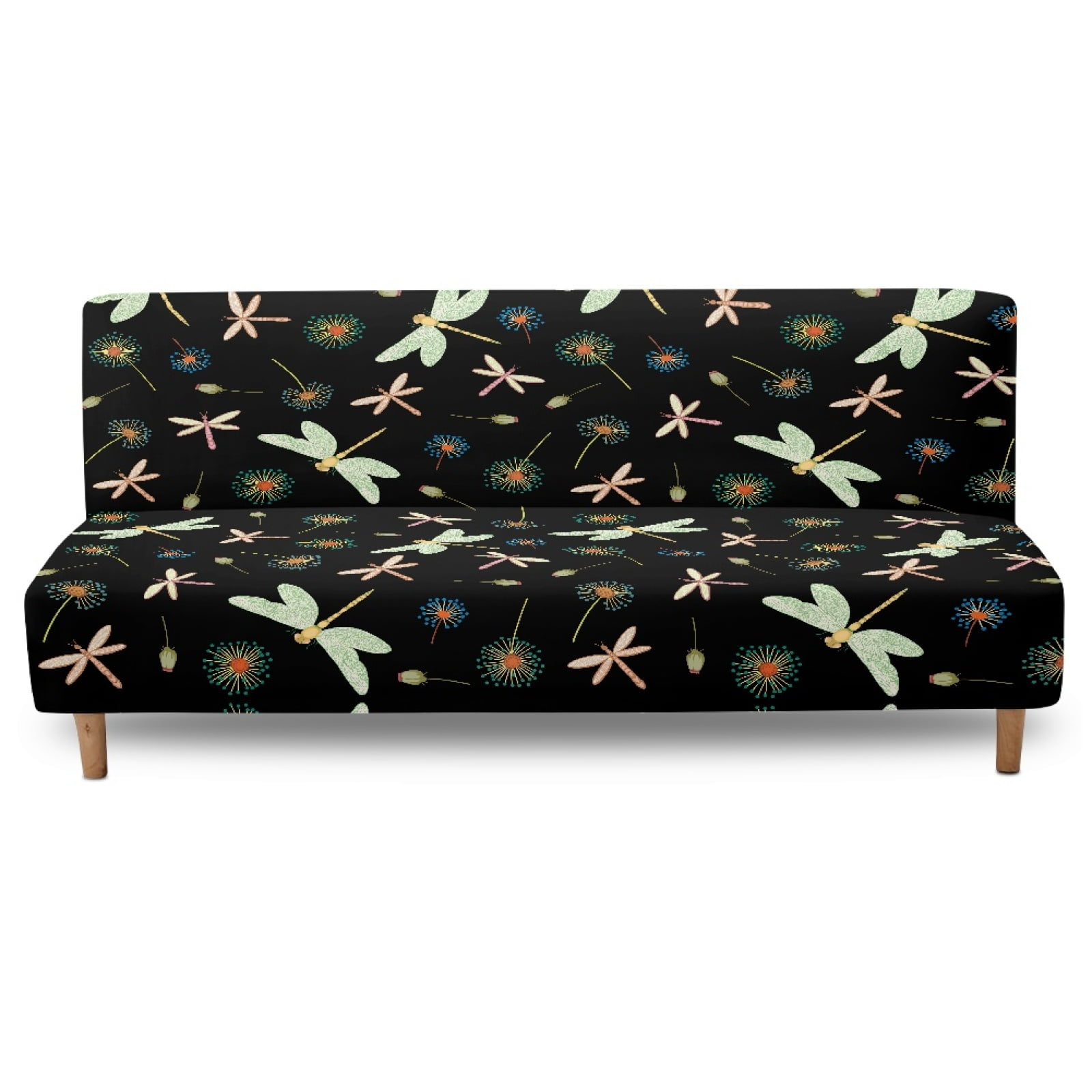 Xoenoiee Dragonfly Dandelion Pattern Stretch Armless Futon Covers Full ...