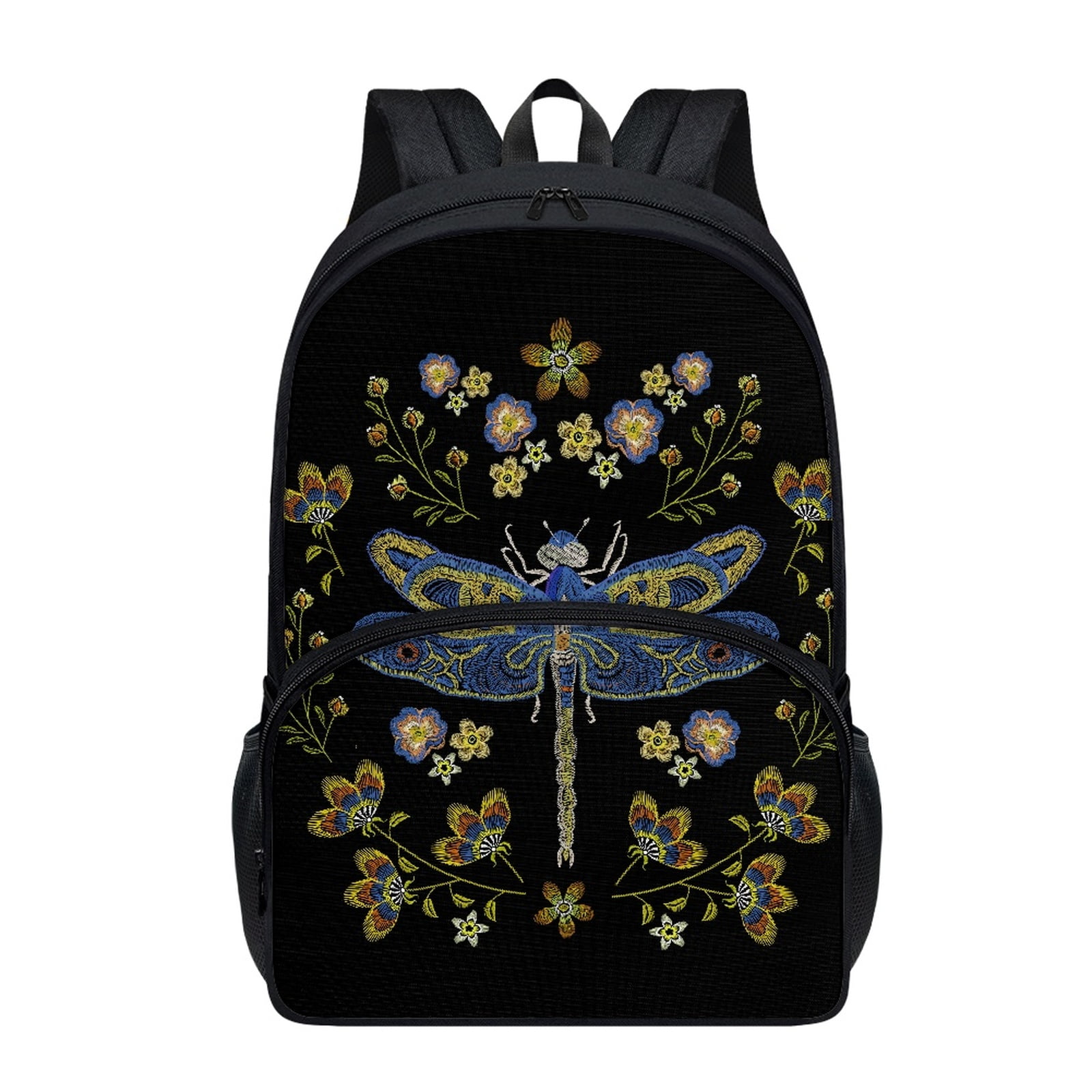 Xoenoiee Dragonfly Flower Print School Backpack for Kids Teen Girls ...