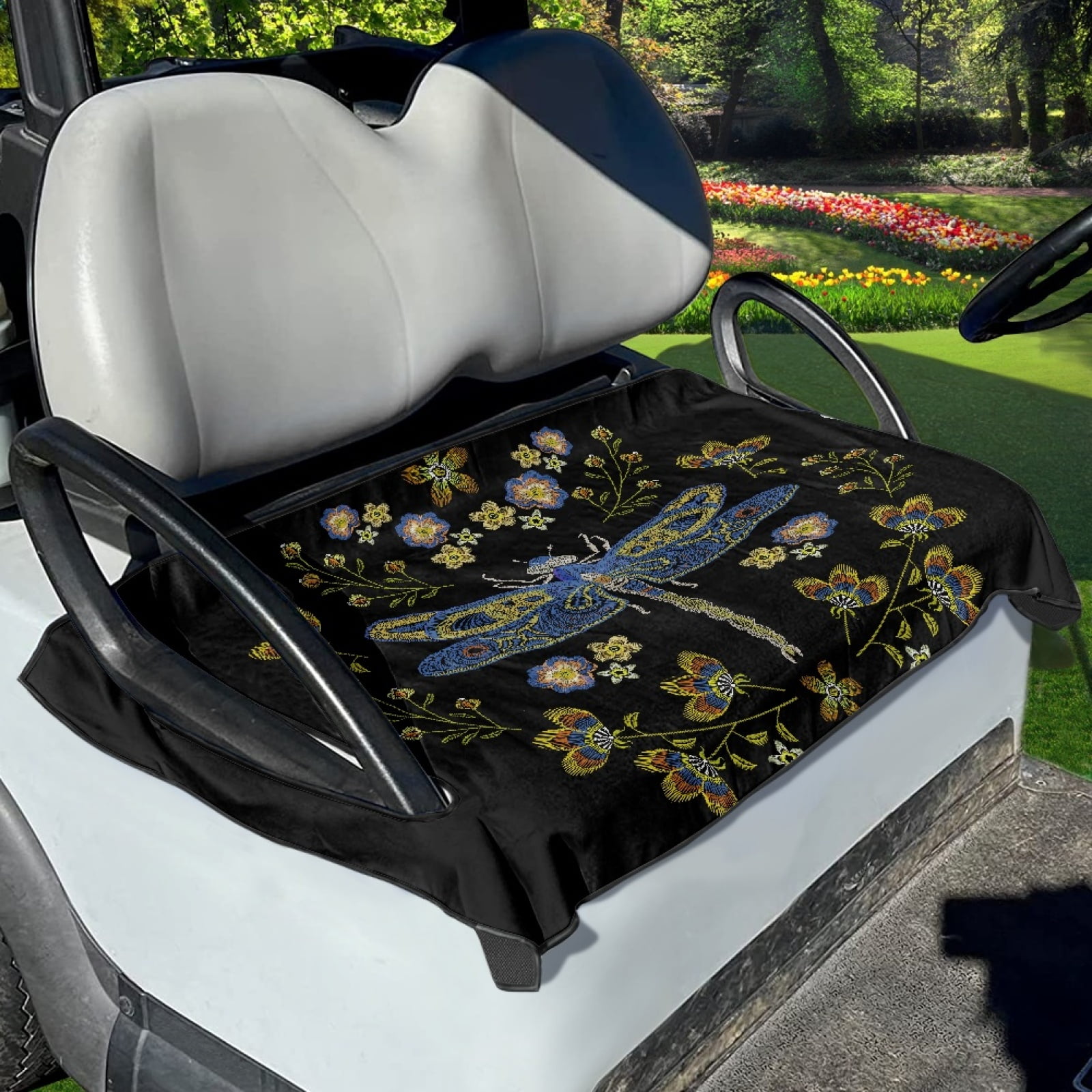 Xoenoiee Floral Dragonfly Pattern Golf Cart Accessories Golf Cart Seat ...