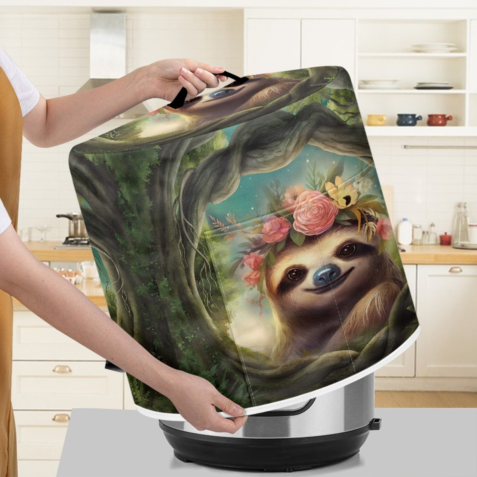 Xoenoiee Forest Floral Sloth Pattern Pressure Cooker Cover for 6 qt ...