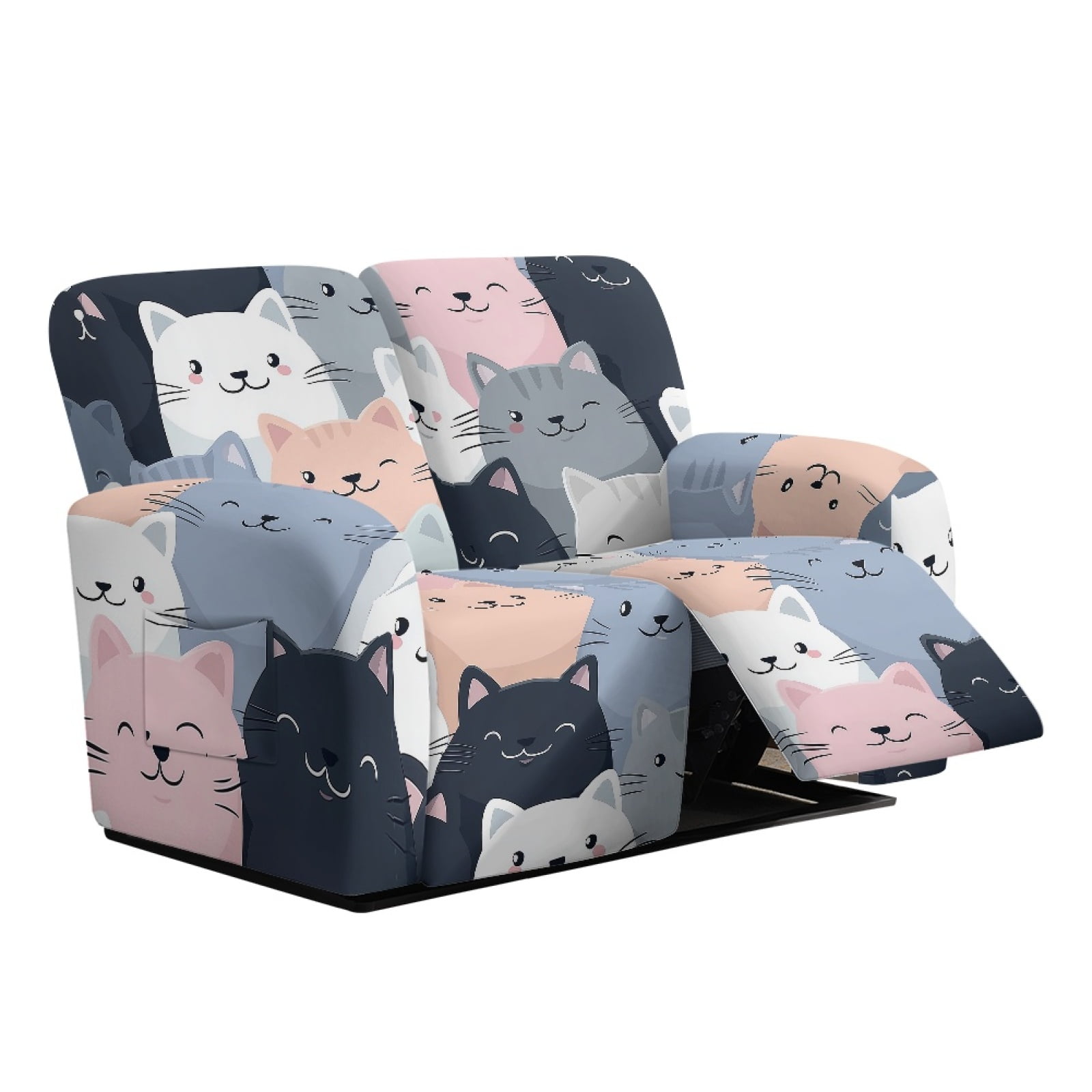 Xoenoiee Funny Cat Print Stretch Recliner Loveseat Cover, 6 Pieces ...