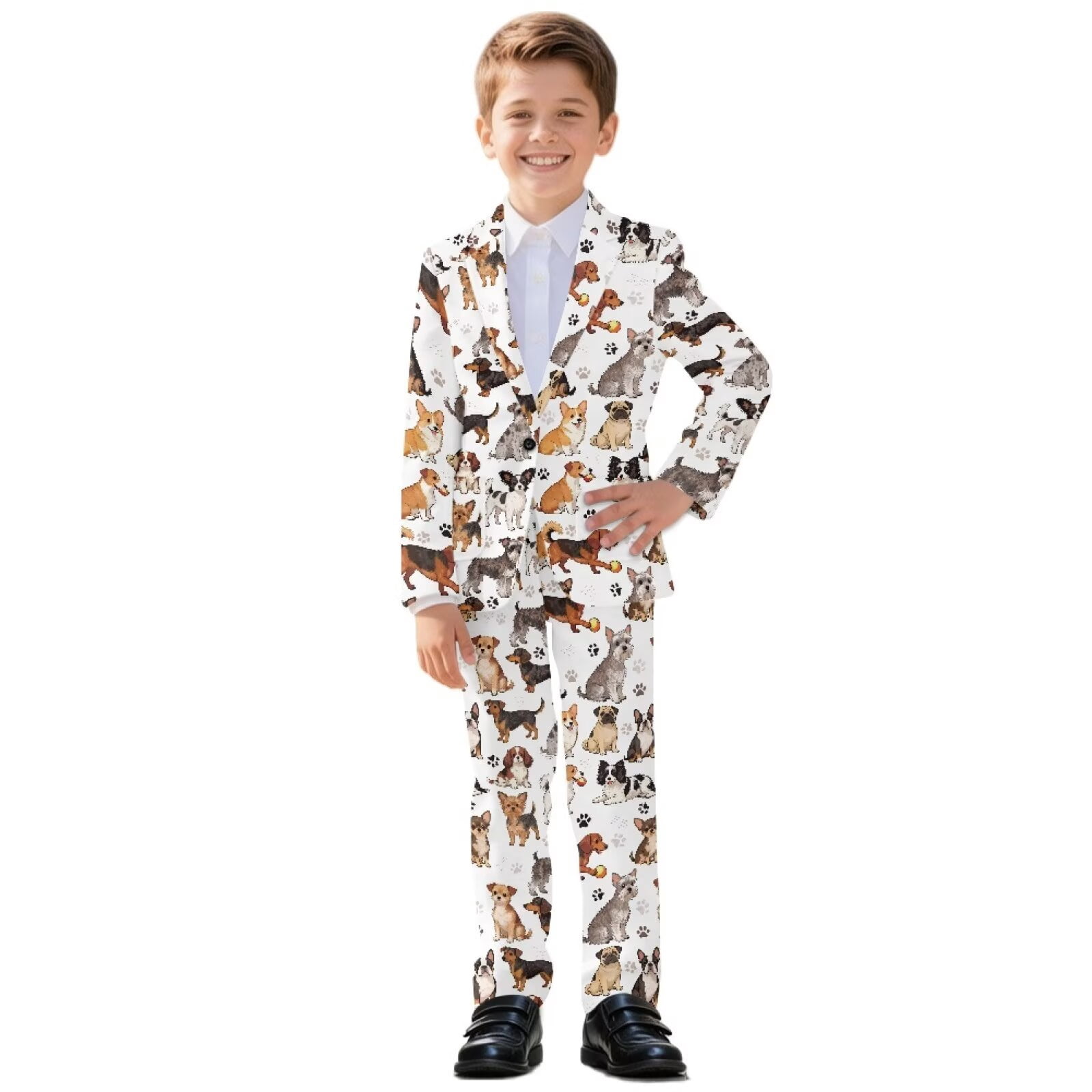 Xoenoiee Funny Dogs Paw Print Boys Suit Slim Fit 2 Piece Formal Suits ...