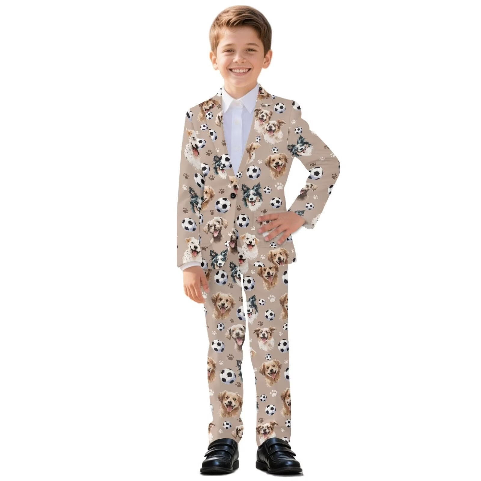 Xoenoiee Funny Dogs Paw Soccer Print Boys Suits 2 Piece Slim Fit Suit ...