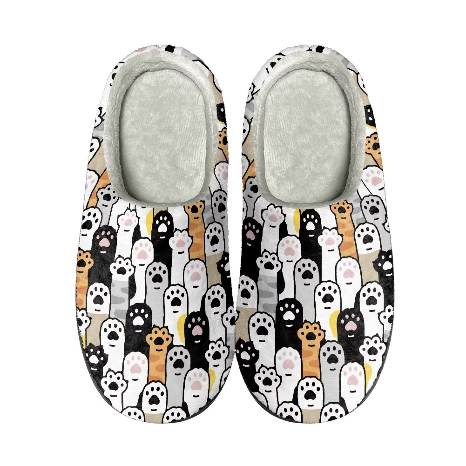 Xoenoiee Fuzzy Slippers for Winter Dog Cat Paw Print Cosy Warm Slippers ...
