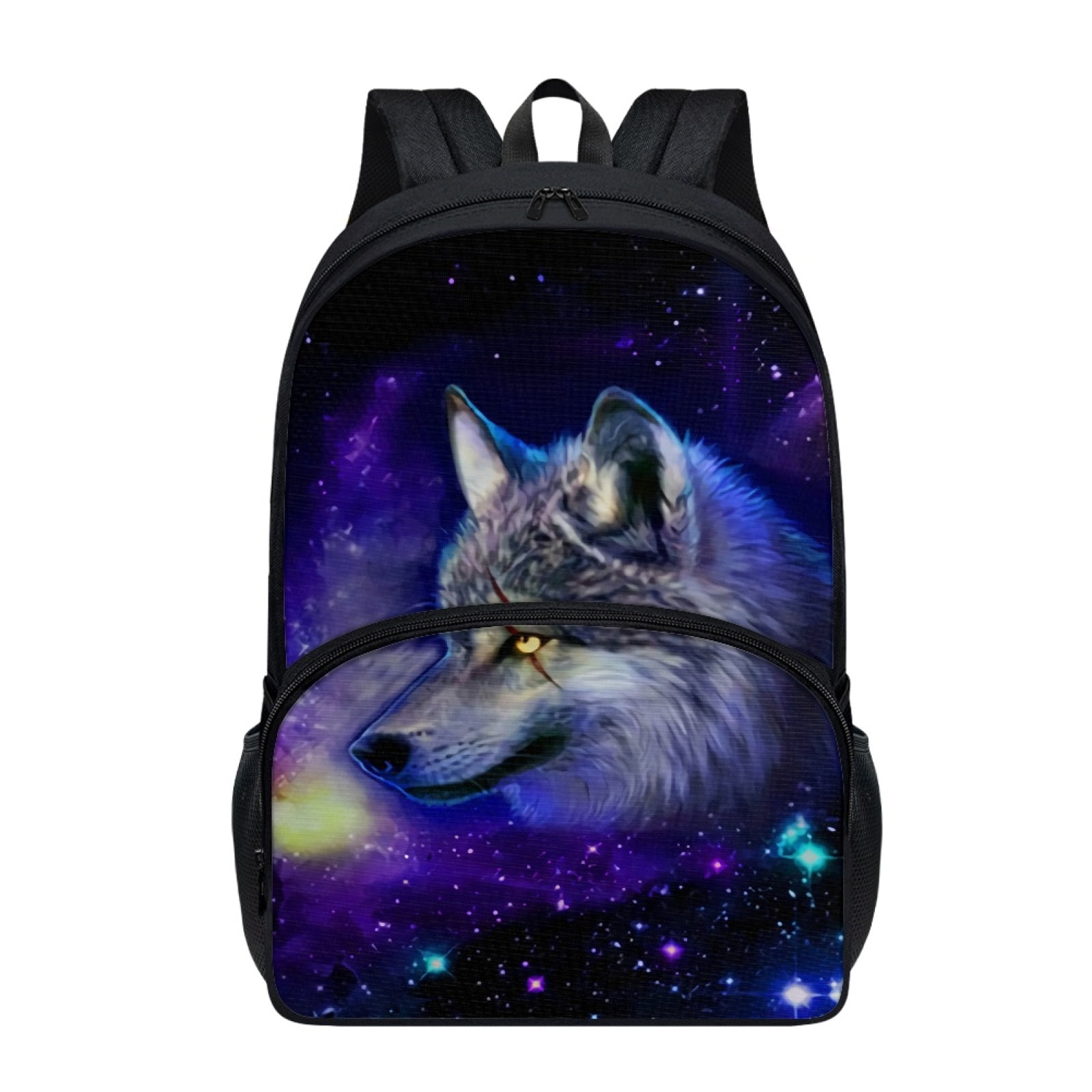 Xoenoiee Galaxy Wolf Print Backpack for Girls Kids, Waterproof Travel ...