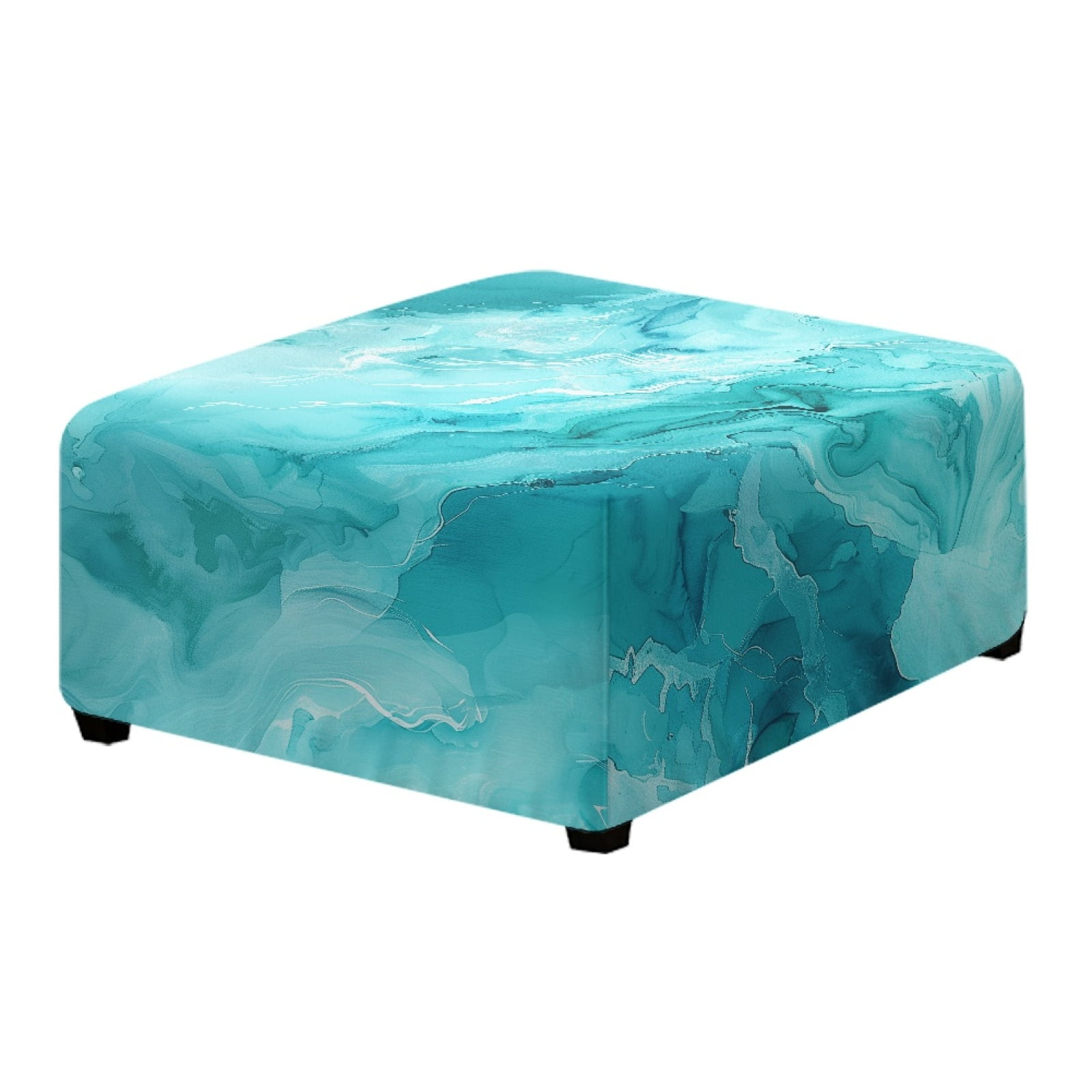 Xoenoiee Green Marble Print Ottoman Cover Square, Stretch Velvet ...