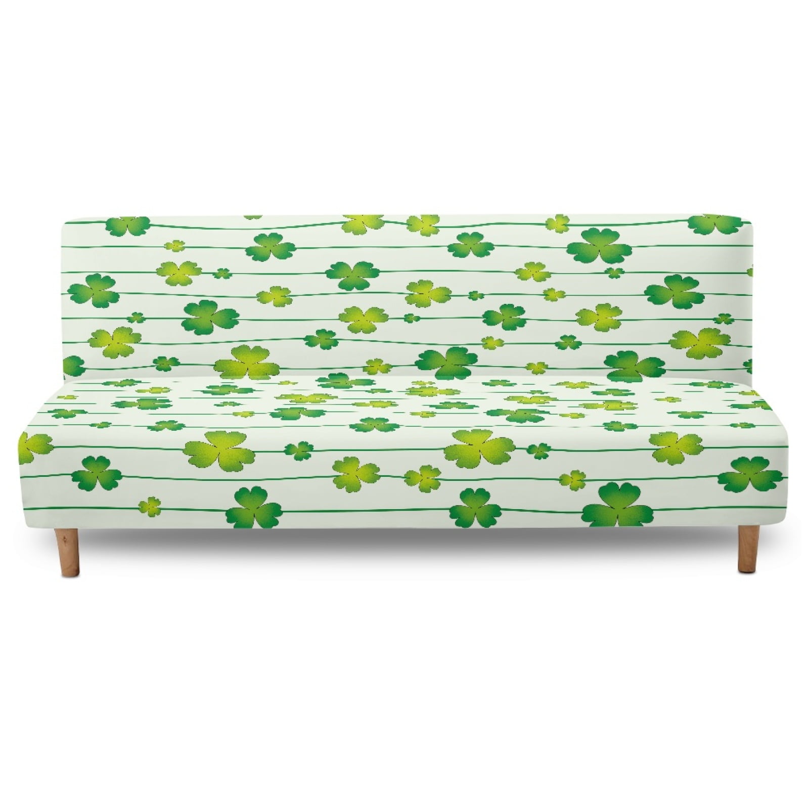 Xoenoiee Green Shamrock Stripe Pattern Stretch Futon Cover Without ...