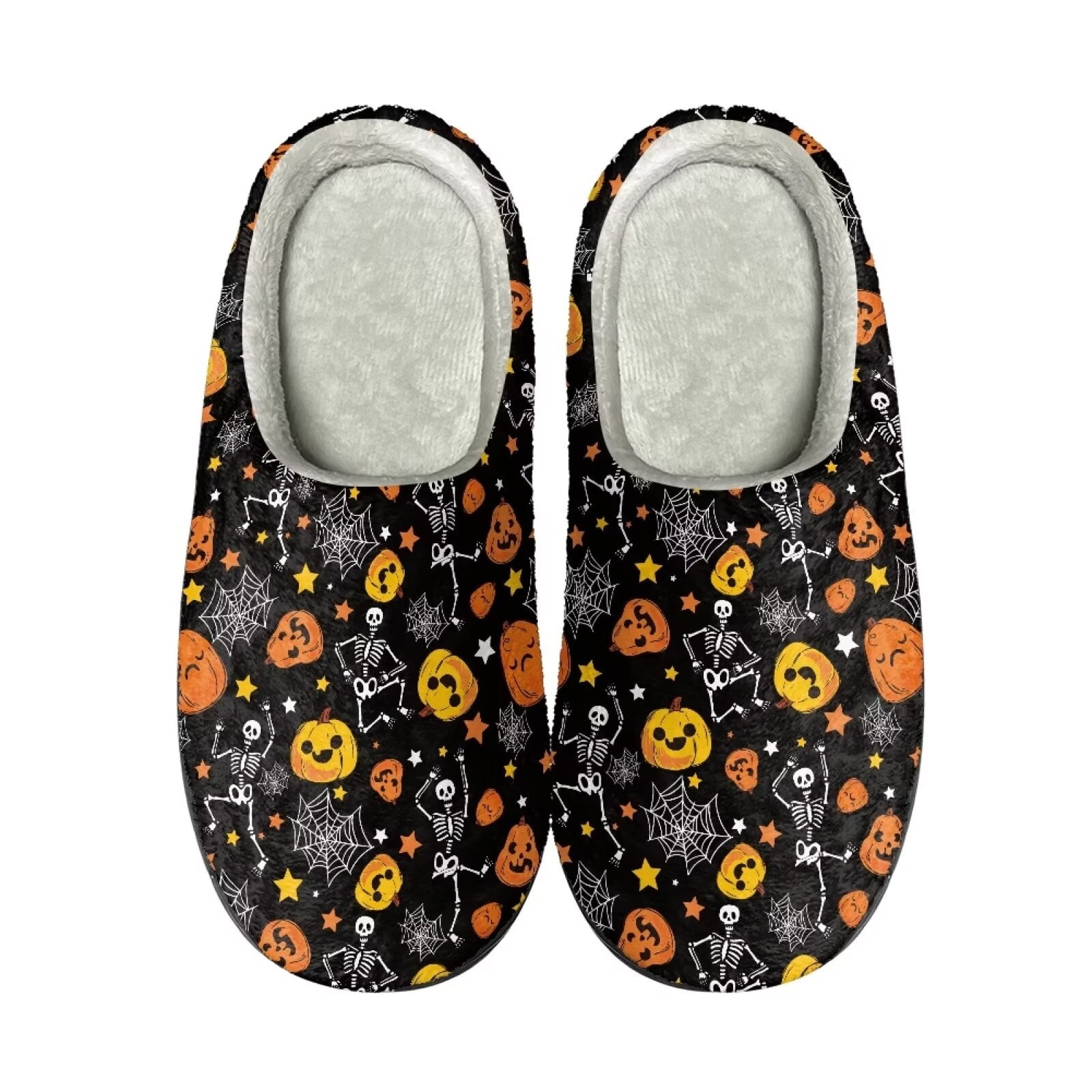 Xoenoiee Halloween Pumpkin Human Skeleton Star Spider Web Print Cosy ...