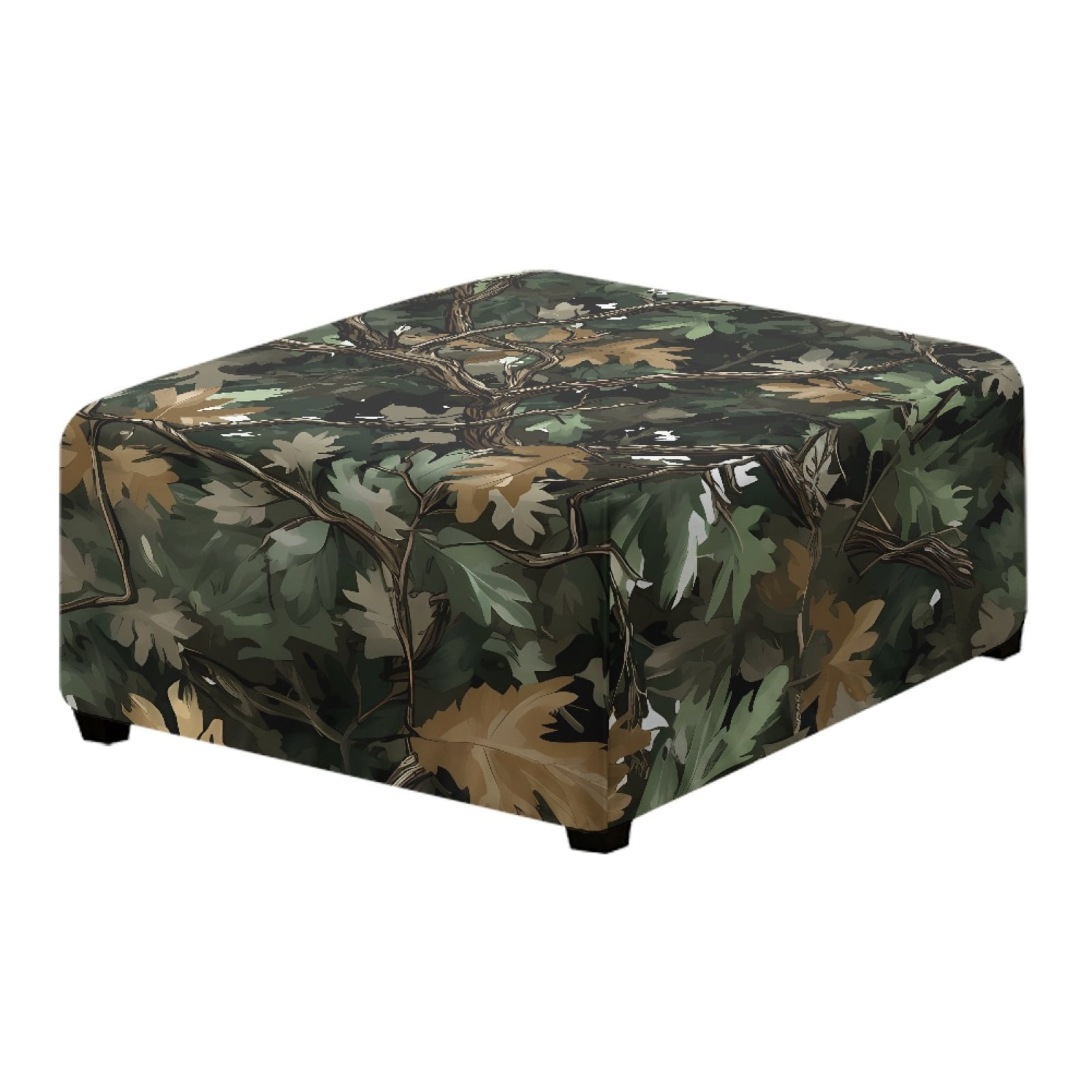 Xoenoiee Hunting Camo Leaves Print Stretch Soft Form Fit Ottoman Cover ...