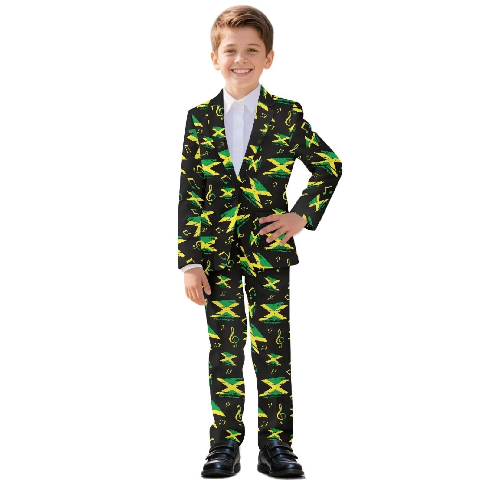 Xoenoiee Jamaica Flag Music Note Print Boys Suit for Wedding First ...