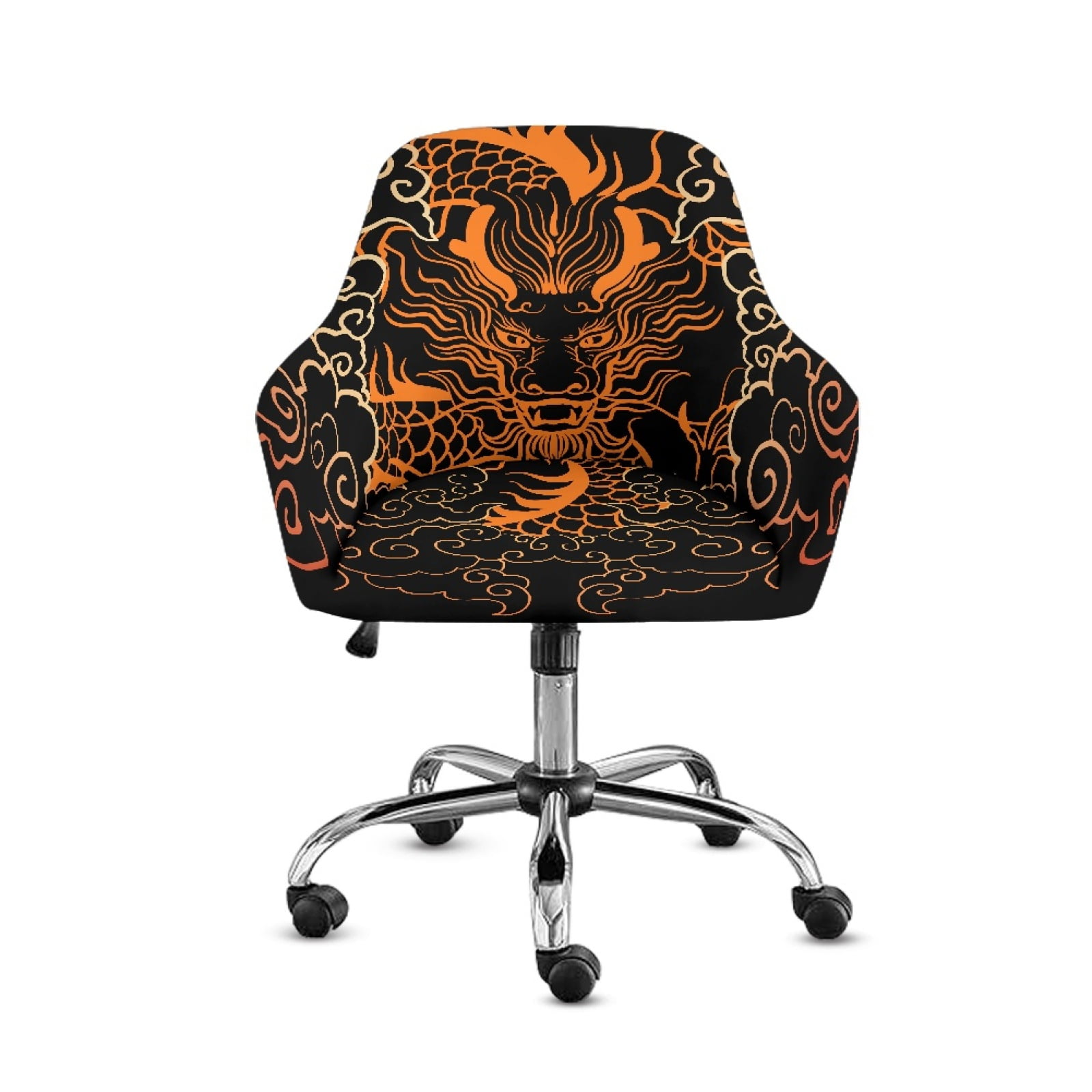 Xoenoiee Japanese Dragon Print Modern Stretch Curved Back Dining Chair ...