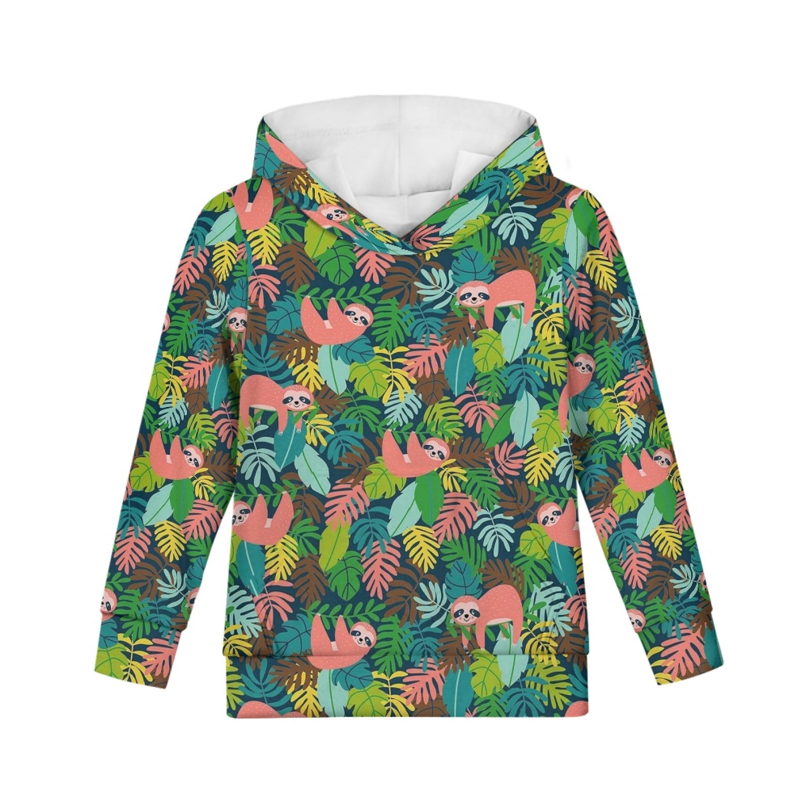 Xoenoiee Kids Hoodies Palm Monstera Leaves Sloth Pattern Hooded ...
