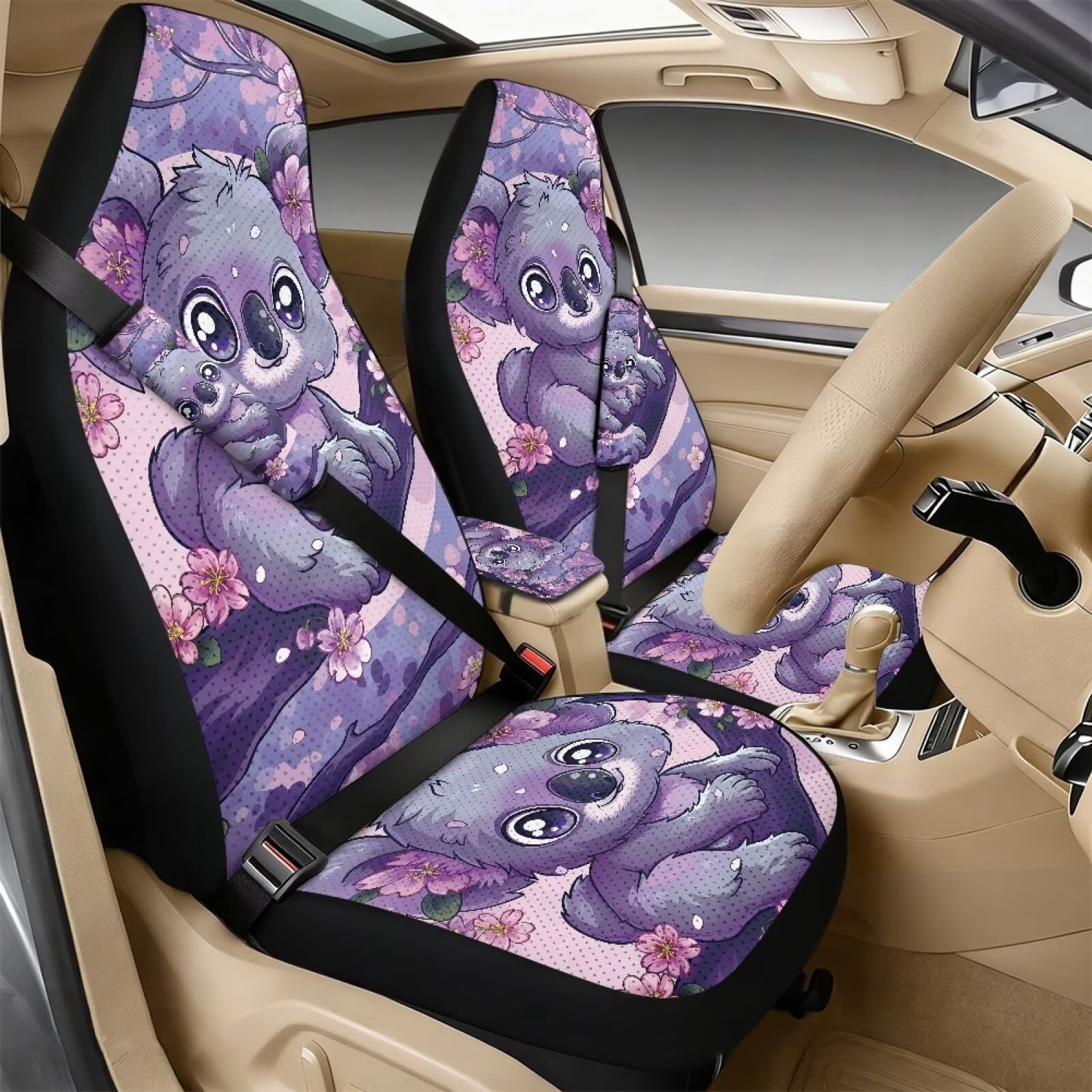 Xoenoiee Koala Cherry Blossom Print 5 Pieces Car Seat Covers Full Set ...