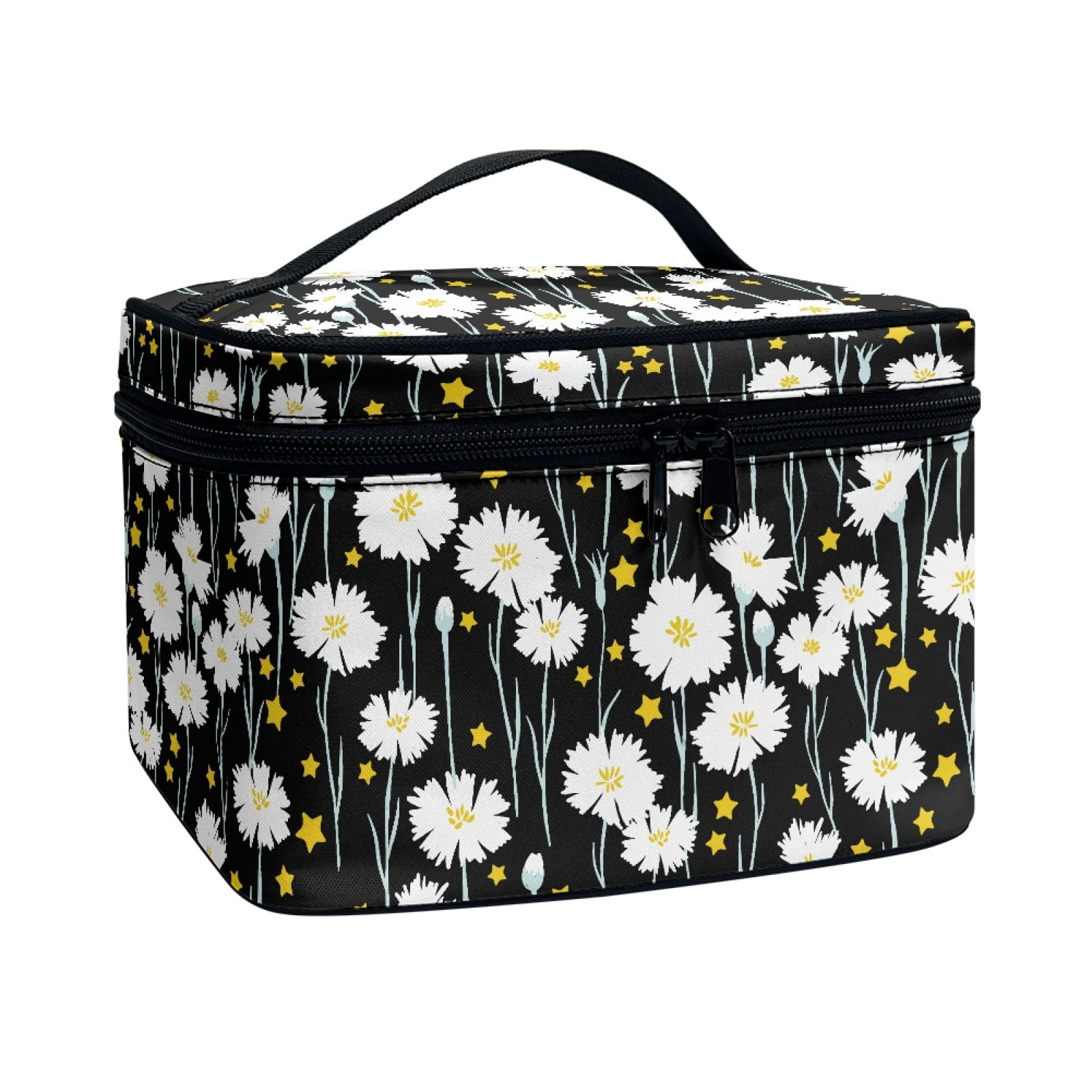Xoenoiee Large Capacity Makeup Bags Daisy Flower Star Pattern Portable