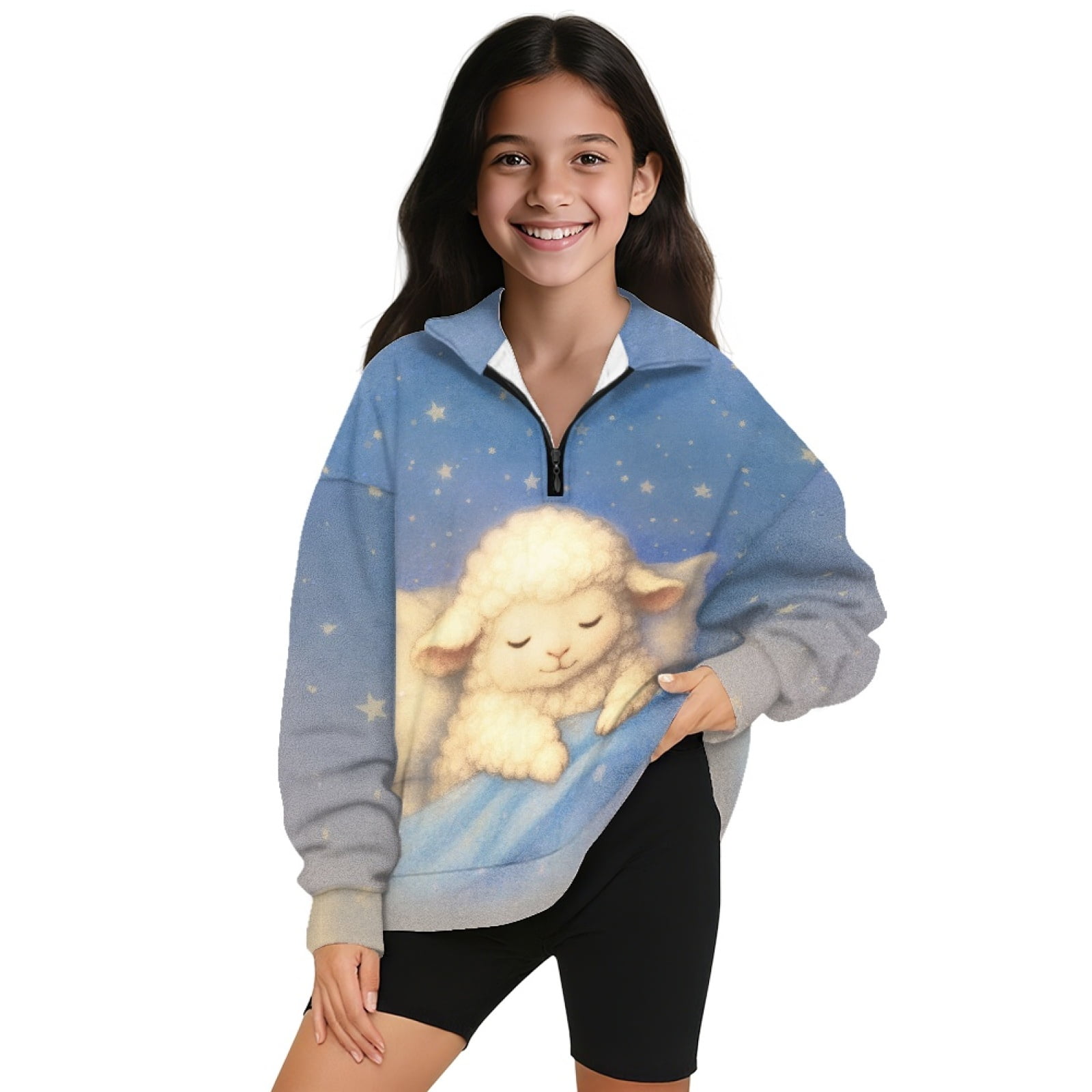 Xoenoiee Monkey Banana Star Print Oversized Sweatshirts for Girls Kids ...