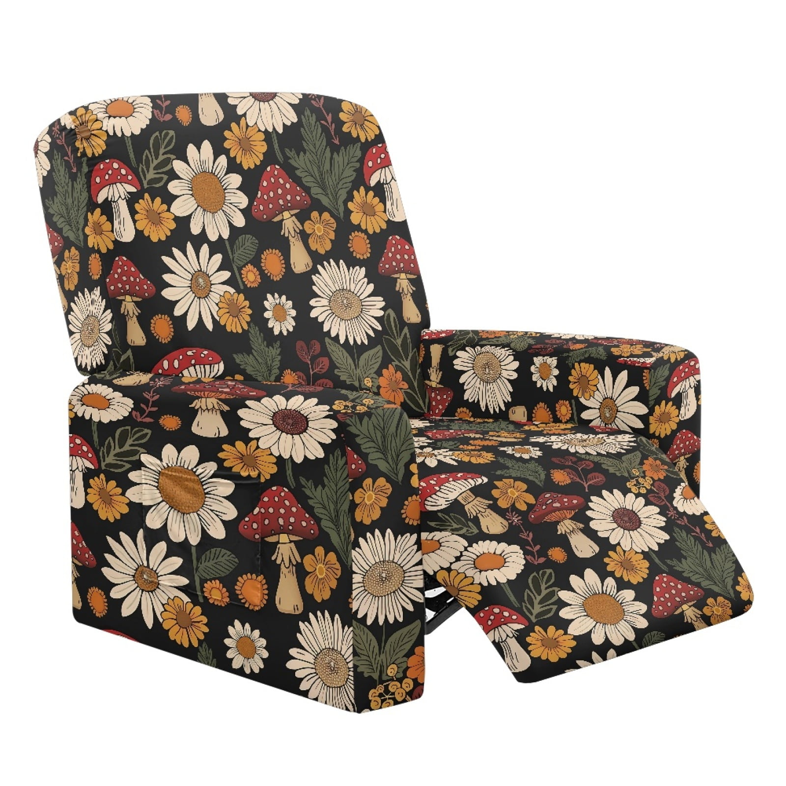 Xoenoiee Mushroom Daisy Flower Pattern Recliner Covers Recliner Chair ...