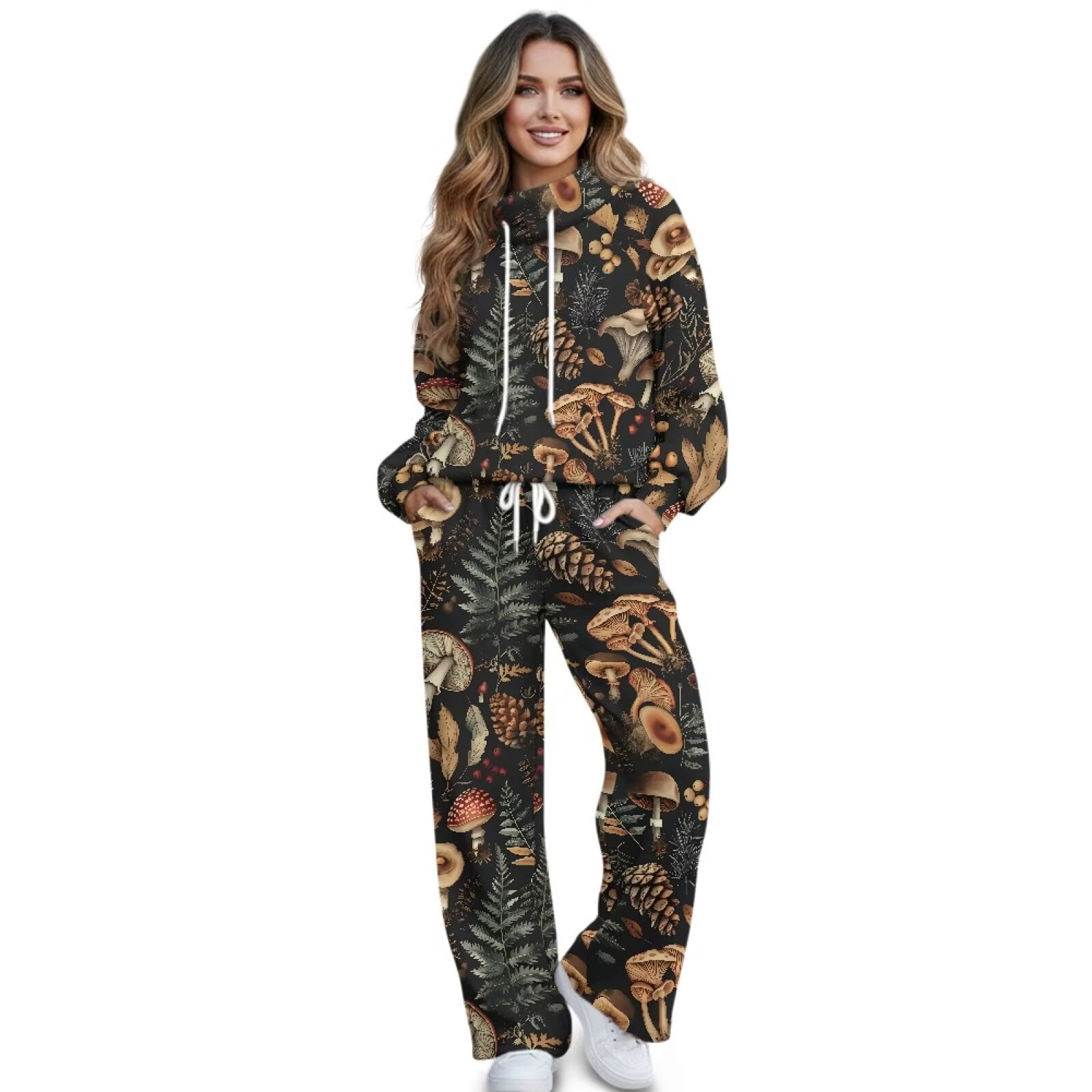 Xoenoiee Mushroom Leaves Print Lounge Sets for Women Fall 2026 ...