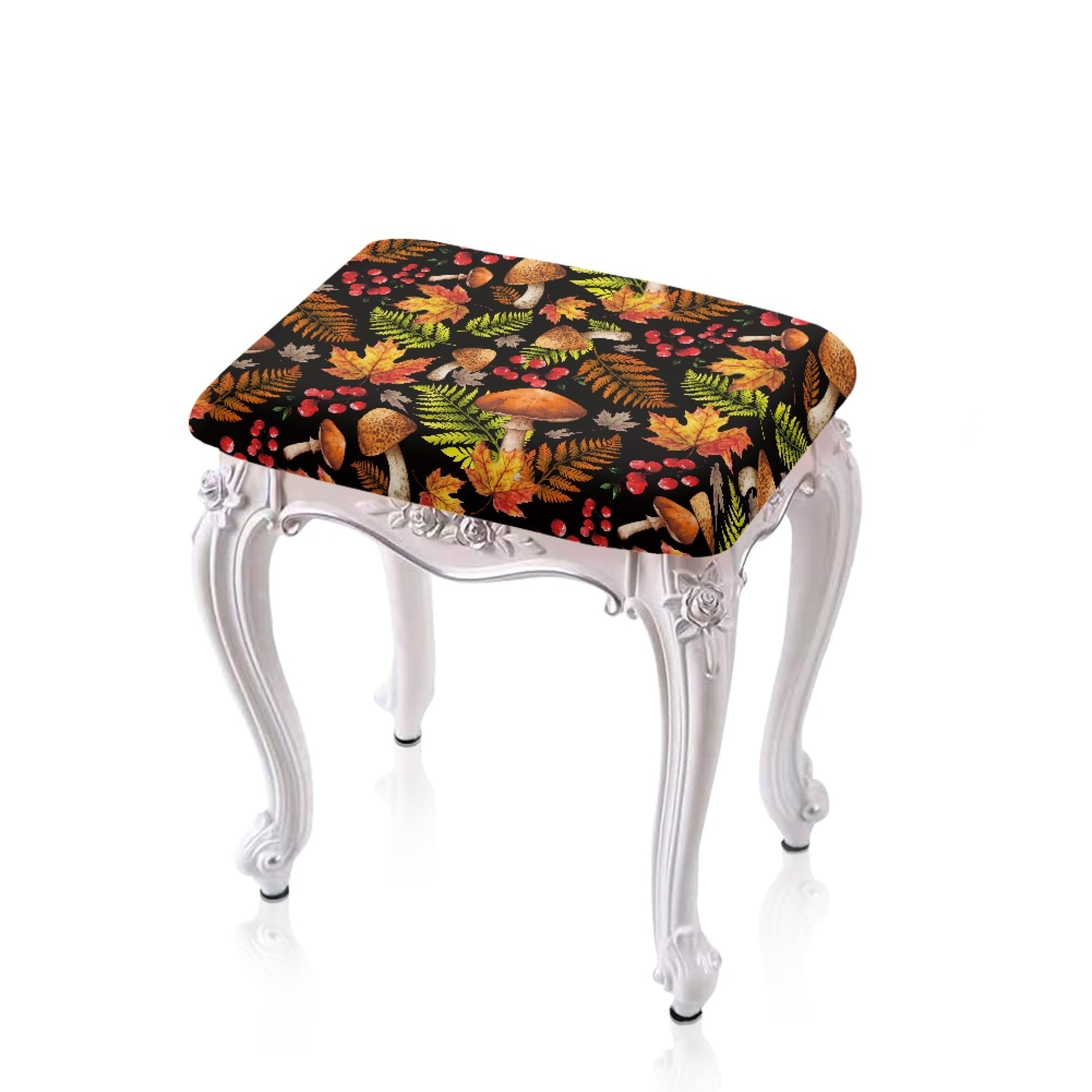 Xoenoiee Mushroom Maple Leaf Print Rectangle Bar Stool Covers, Soft ...