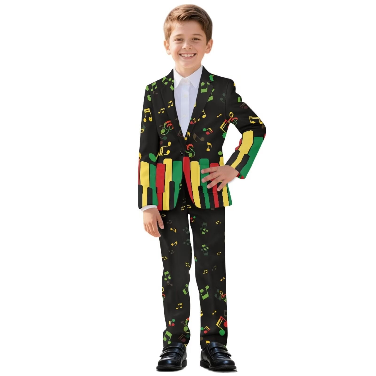Xoenoiee Music Note Piano Keys Print Boys Suits Slim Fit Tuxedo 2 Piece ...